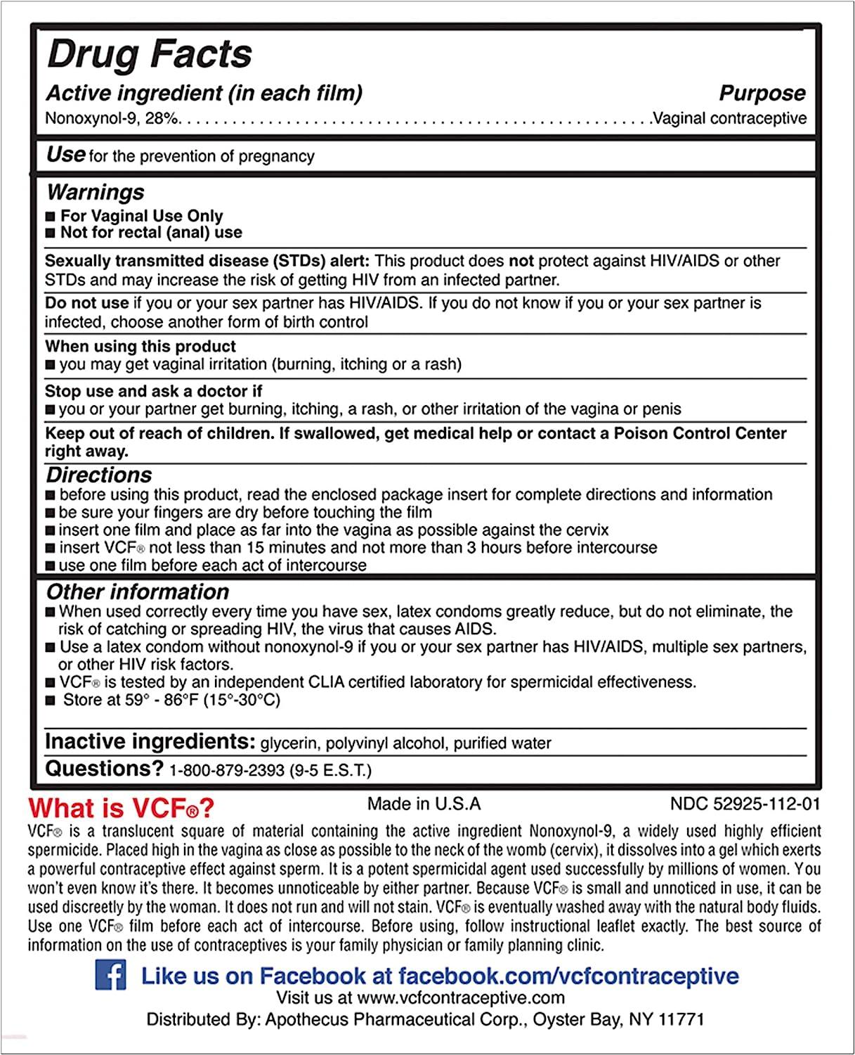 VCF Vaginal Contraceptive Film - 9 Single Sealed Films