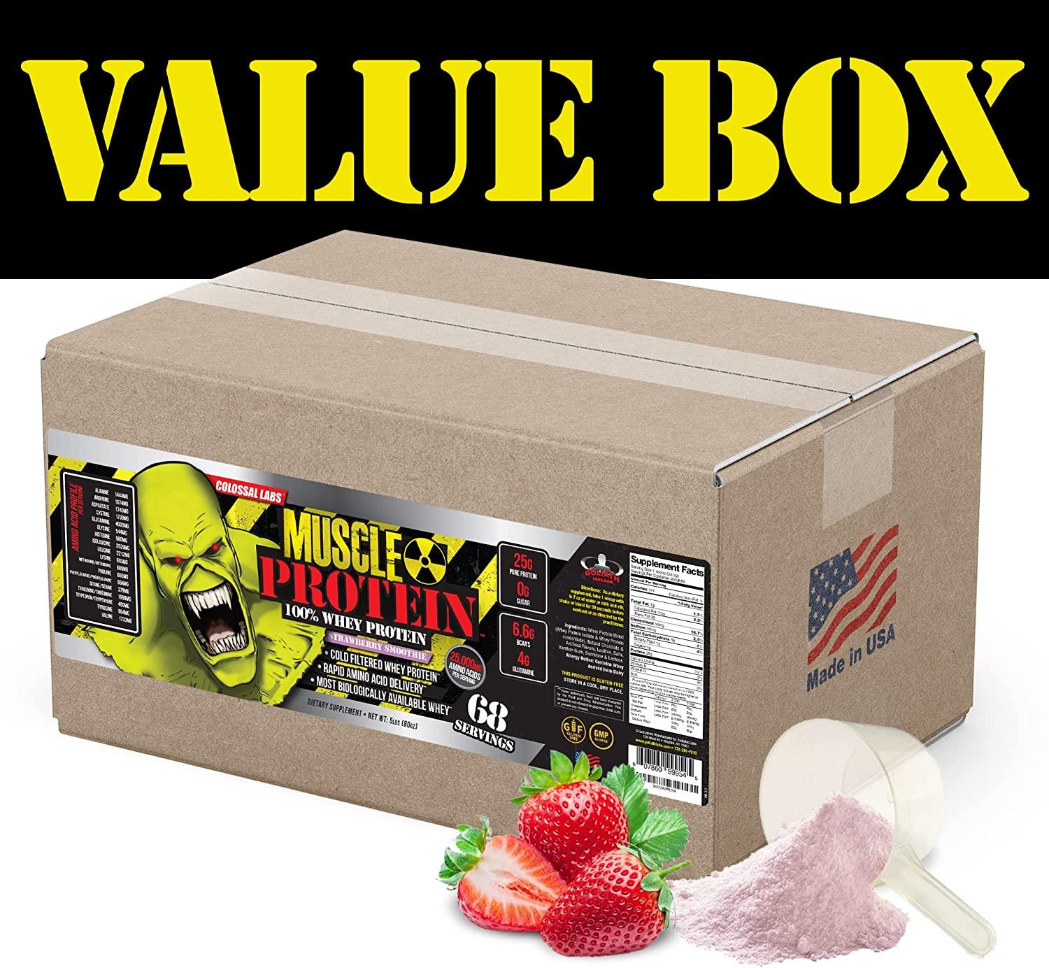 GL Colossal Labs Monster Muscle Protein 5lb Strawberry Pack - High ...
