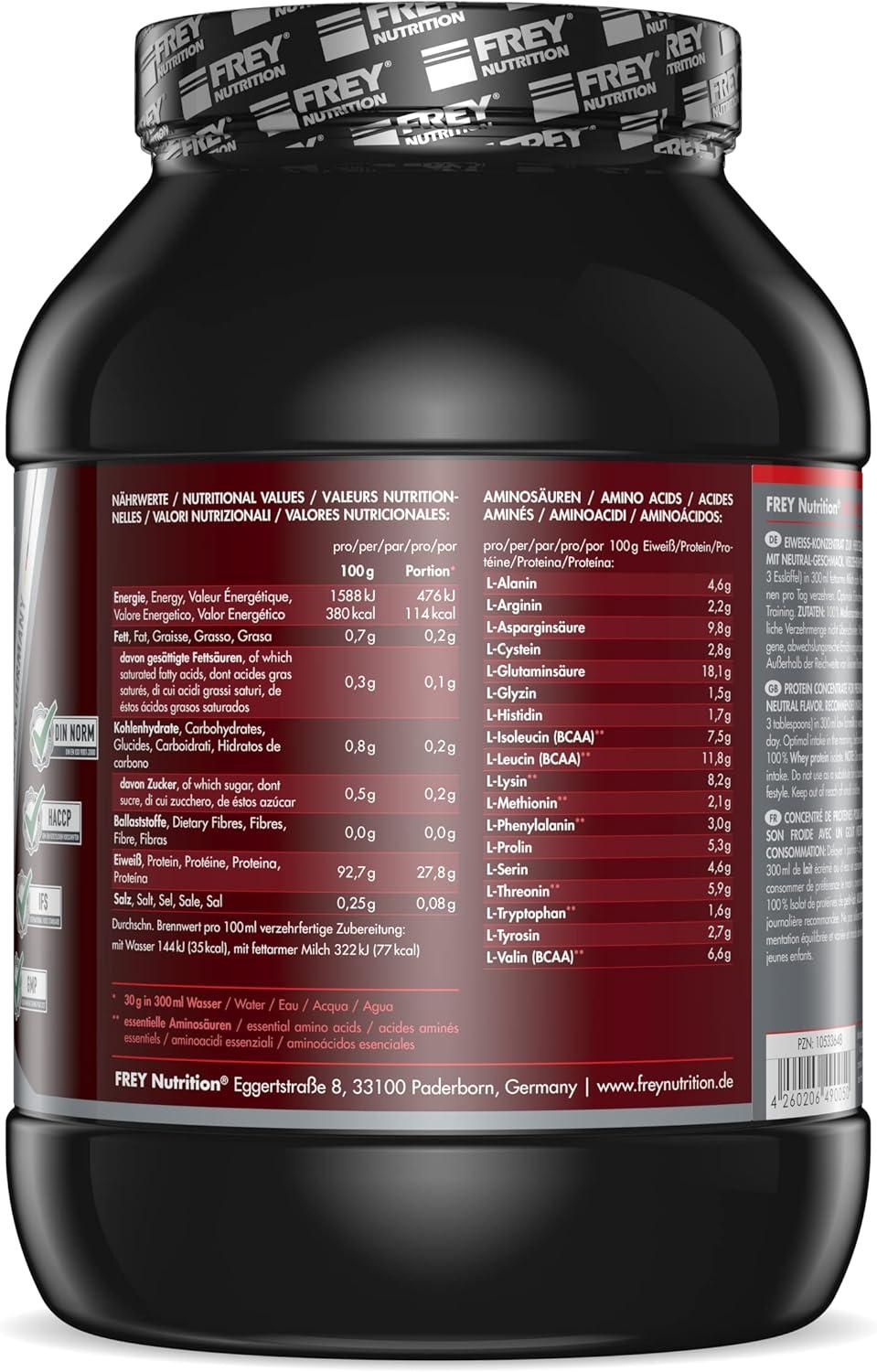 Frey Nutrition Iso Whey Neutral Dose - 750g Protein Powder for Optimal ...