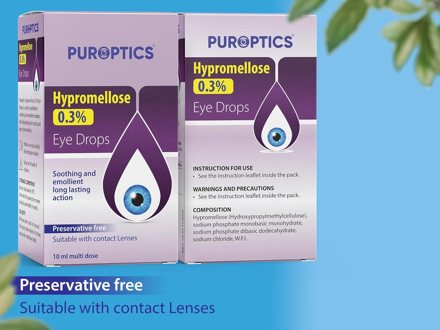 Puroptics HPMC 0.3% Preservative Free Eye Drops for Dry Eyes - Itchy ...