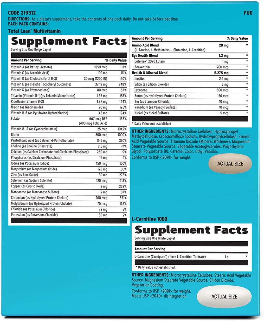 GNC Total Lean Burn & Define Vitapak - Advanced Weight Management ...