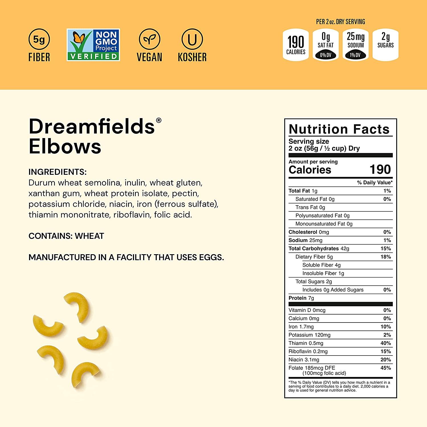 Dreamfields Healthy Pasta Living Elbows, 13.25-Ounce Boxes (Pack of 6)