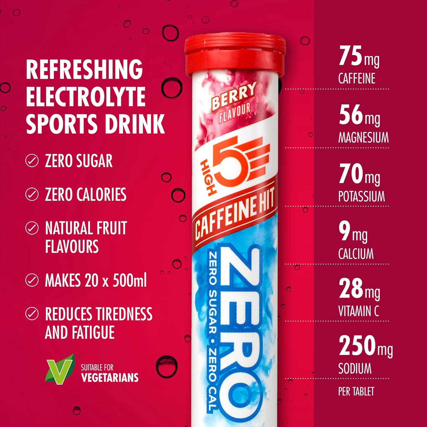HIGH5 ZERO Caffeine Hit Electrolyte Hydration Tablets Added Vitamin C ...