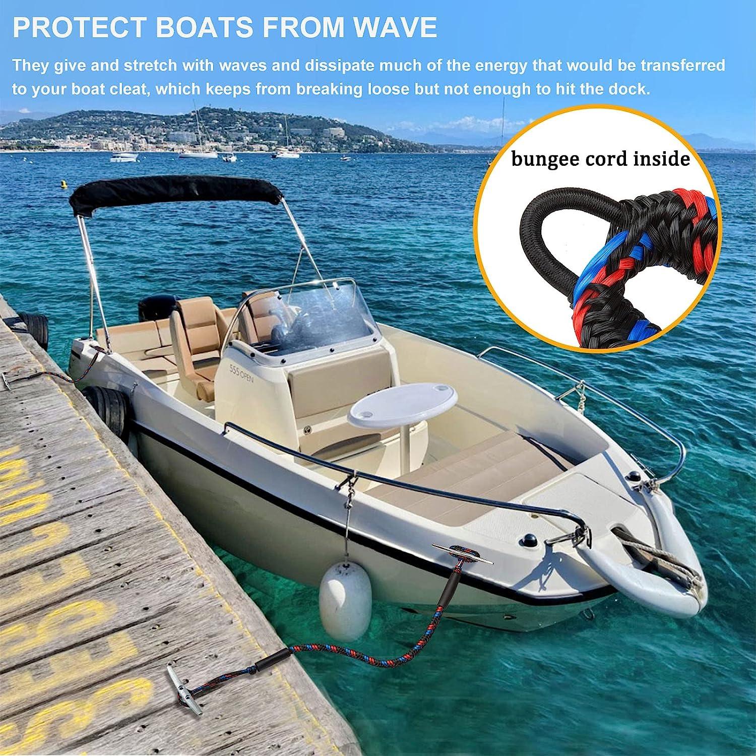 Botepon Boat Bungee Dock Lines - 4ft, Stretches to 5 1/2ft - Pontoon ...