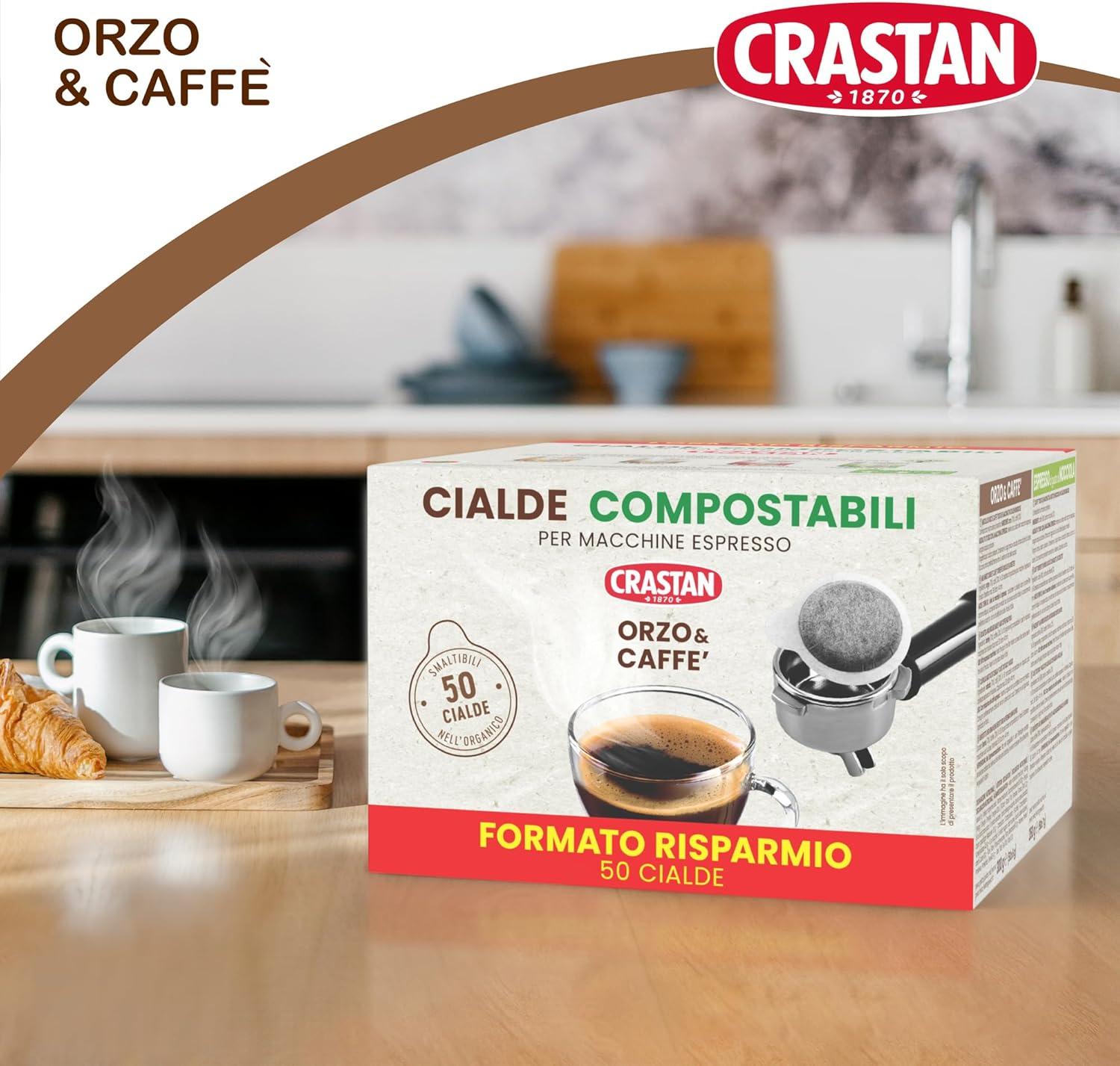 Crastan Box of 50 Compostable ESE Barley & Coffee Pods Espresso Machine ...