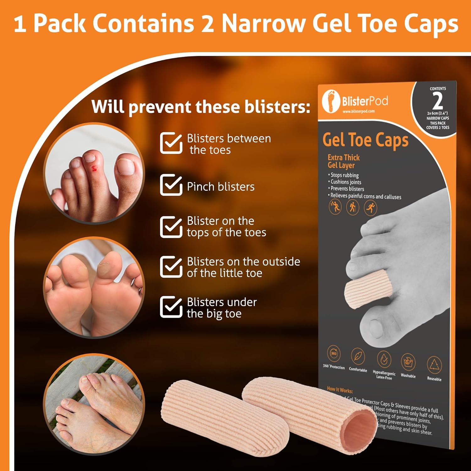 BlisterPod Gel Toe Caps (2-Pack) Narrow Size for Small Toes | Stop ...