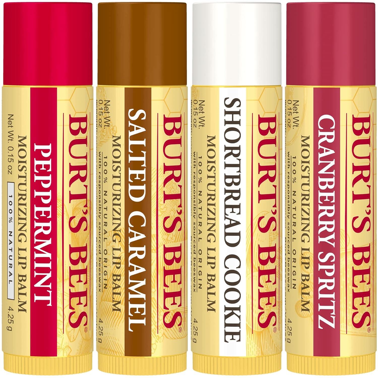 Burt's Bees Festive Fix Lip Balm Set - Peppermint, Salted Caramel ...
