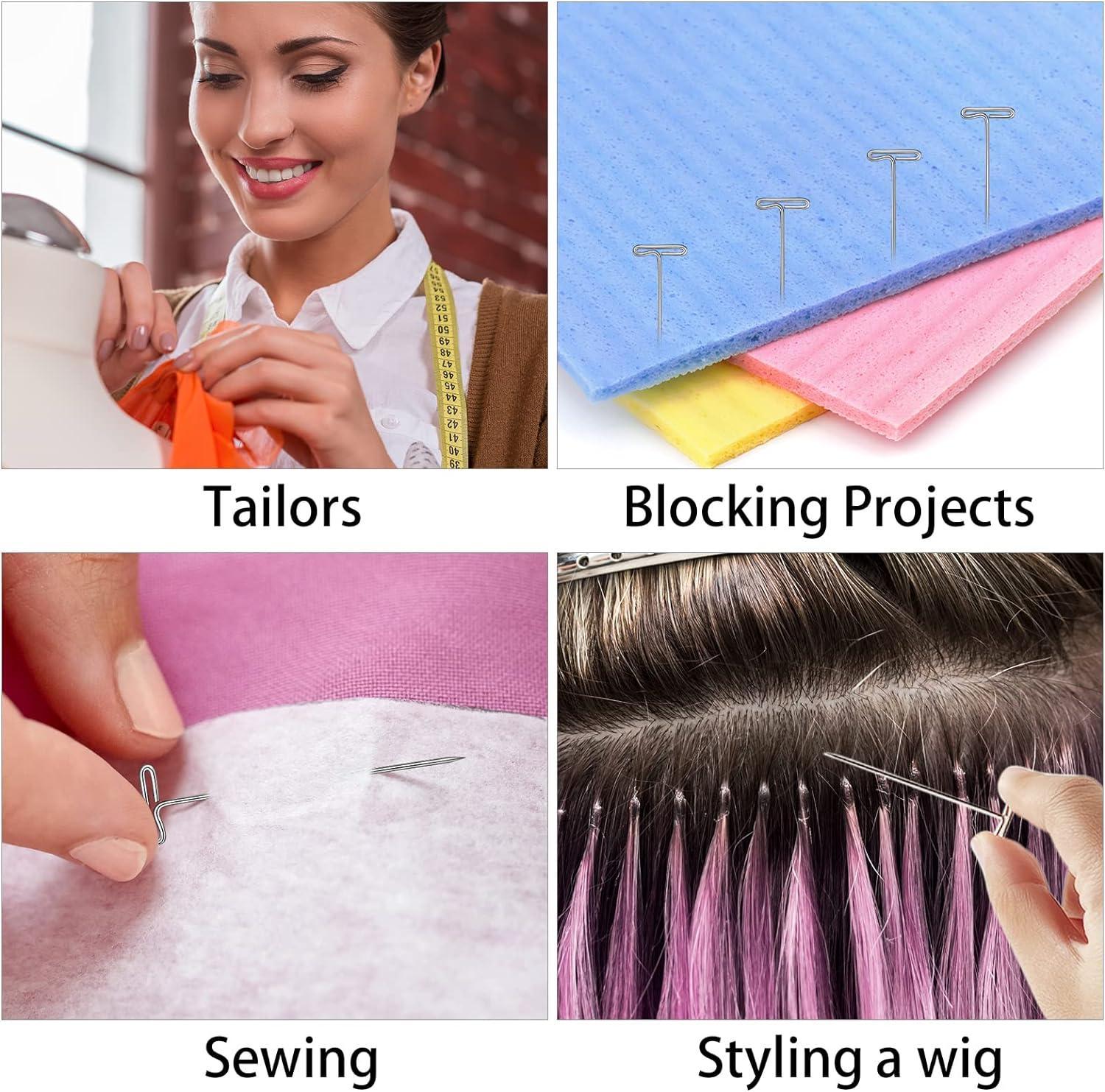 100 Pack 2 Inch Wig T-Pins with Plastic Box - Silver Steel T-Pins for ...