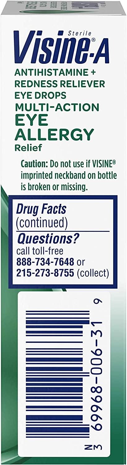 Visine-A Antihistamine Red Eyes Multi-Action Allergy Relief Eye Drops 0 ...
