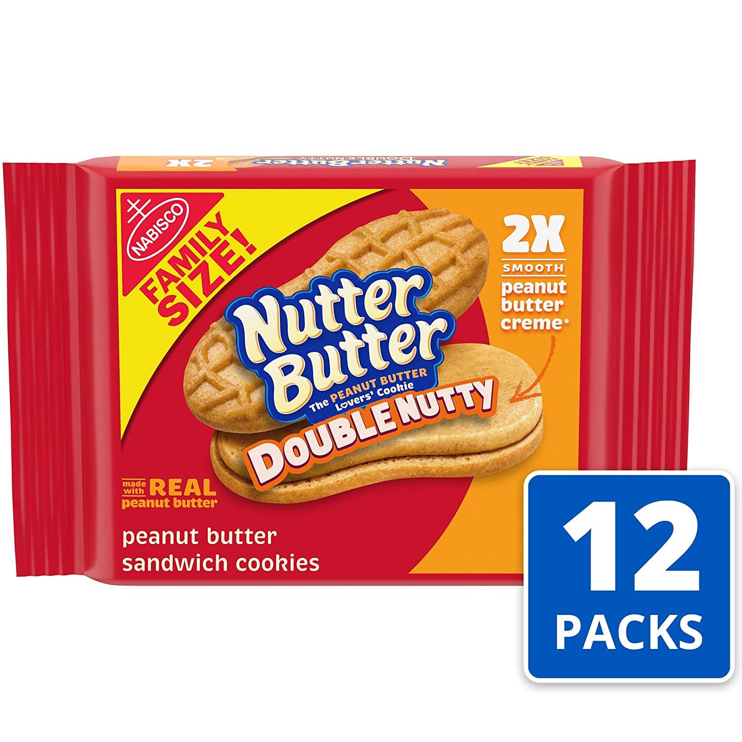 Nutter Butter Double Nutty Peanut Butter Sandwich Cookies Family Size ...