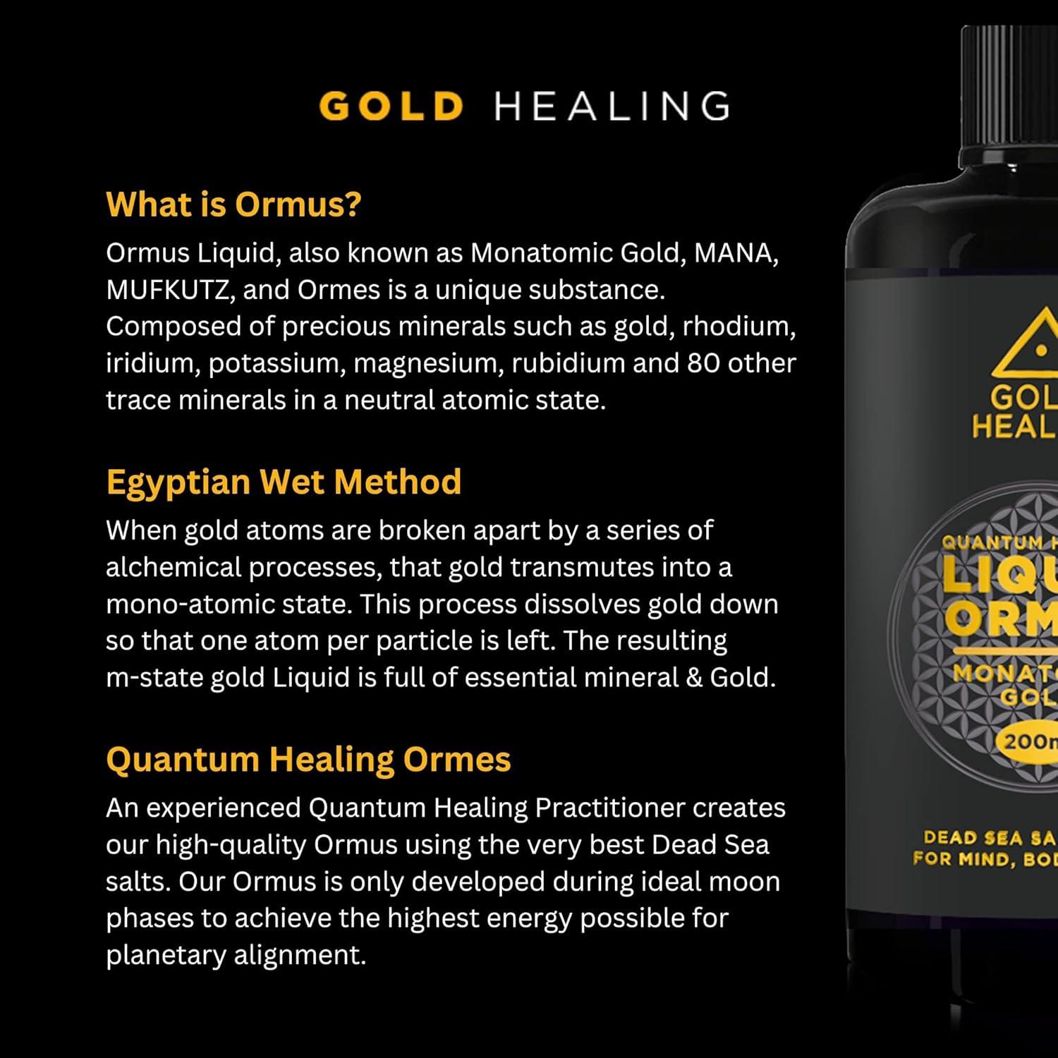 GOLD HEALING Ormus Liquid 200ml 70% Monatomic Gold 30% Magnesium Mana ...
