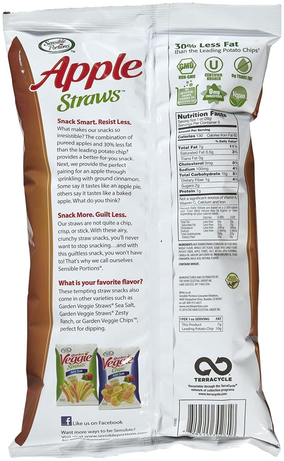 Sensible Portions Cinnamon Apple Straws - 5 oz Snacks - 12 Pack ...