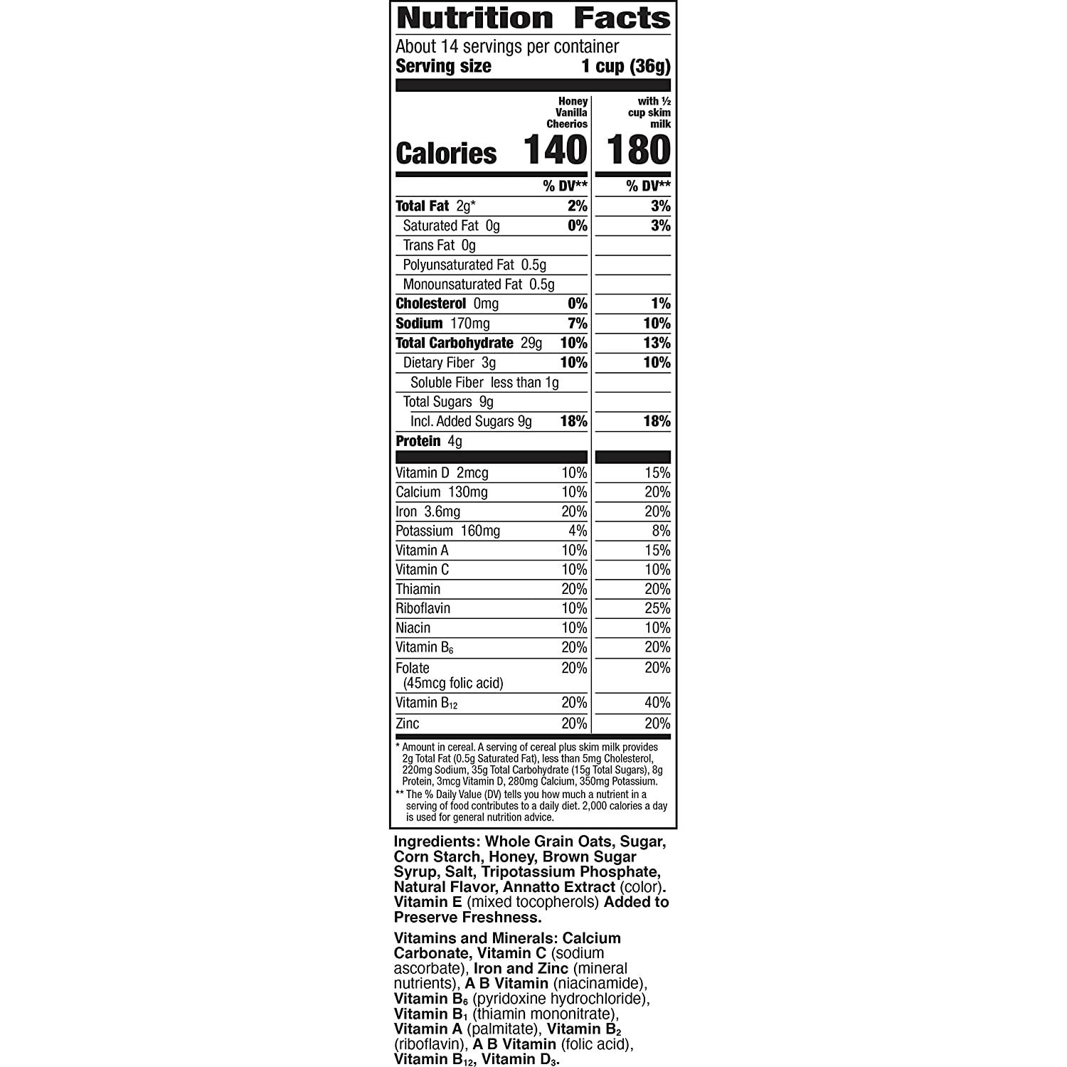 Honey Vanilla Cheerios Heart Healthy Gluten-Free Cereal, Family Size ...
