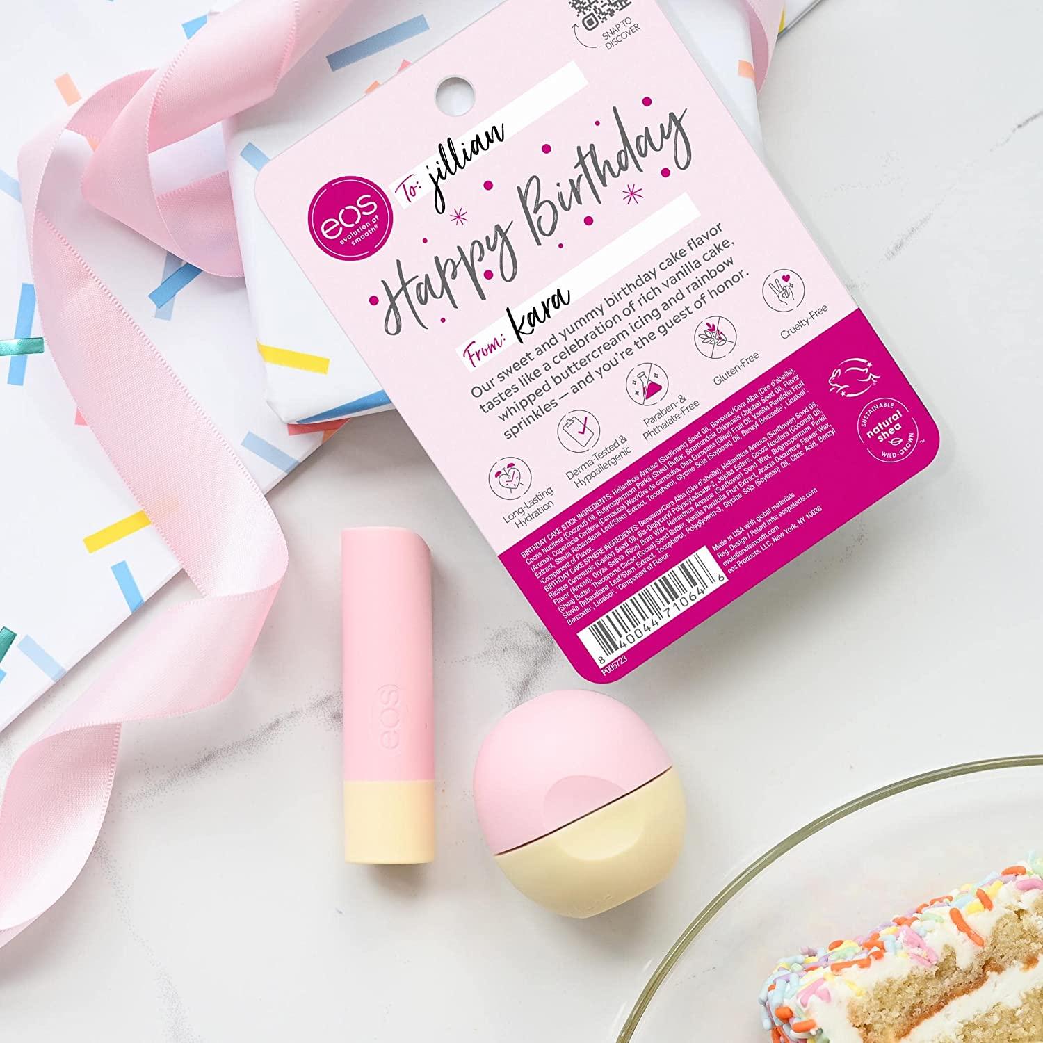 eos Super Soft Shea Lip Balm Birthday Cake Set - Long-Lasting Hydration ...