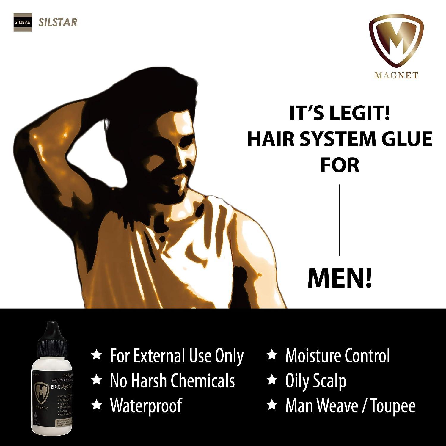 Magnet Wig Glue for Men - 1.35oz MEGA Hold, Fast Drying, Oil-Resistant ...