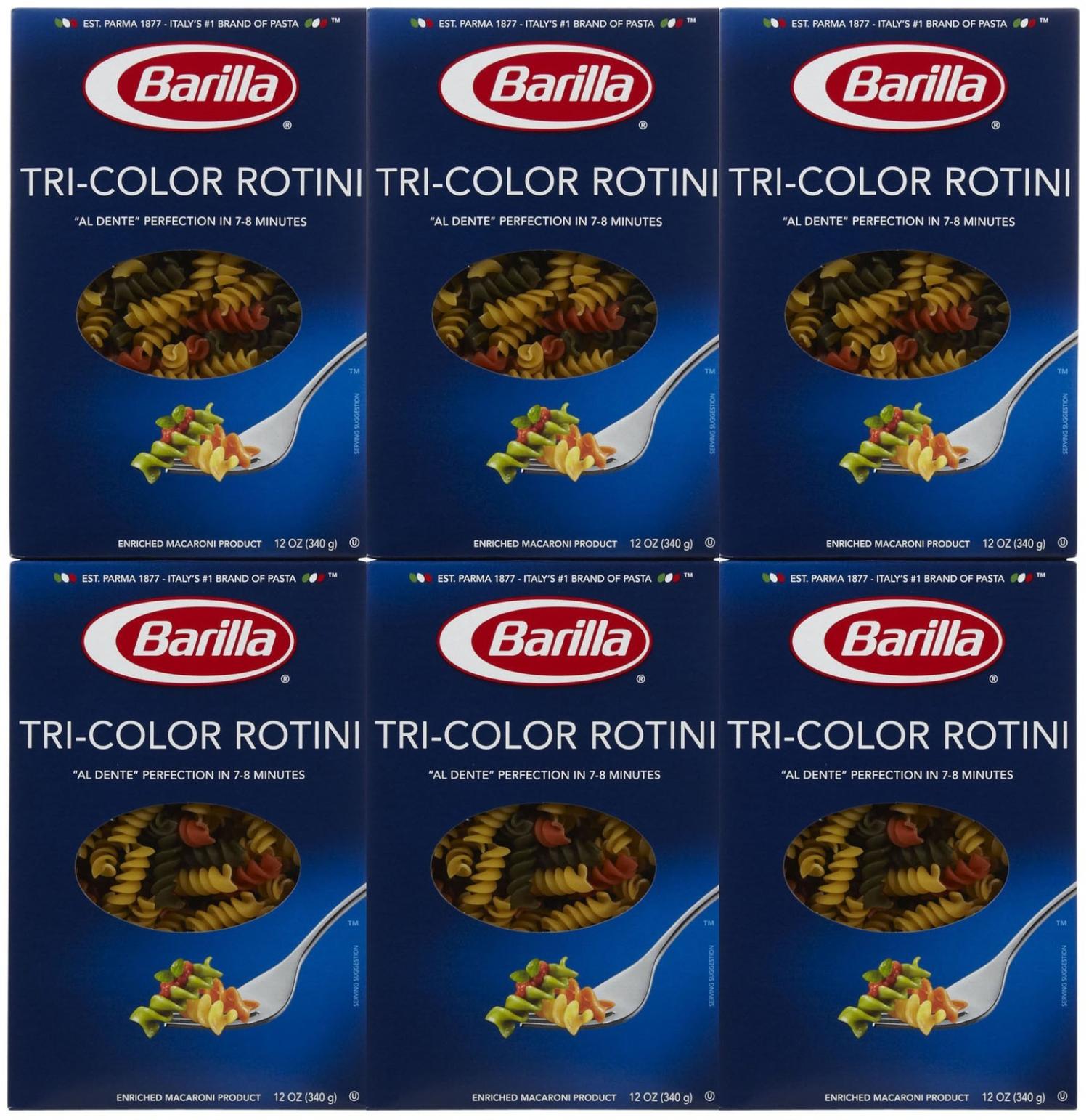 Barilla Tri-Color Rotini 12 oz 6 pk - Colorful Pasta Variety Pack | Buy ...