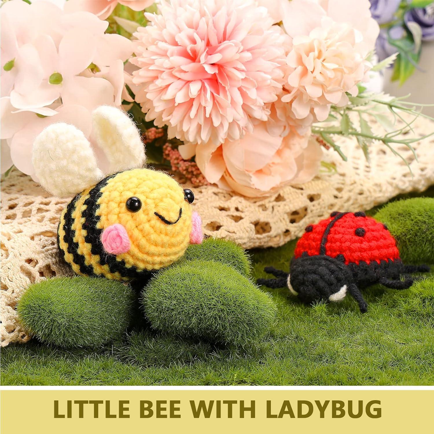 OPOUNT Beginner Crochet Kit - Cute Bee & Ladybug Complete Starter Pack with Step-by-Step ...