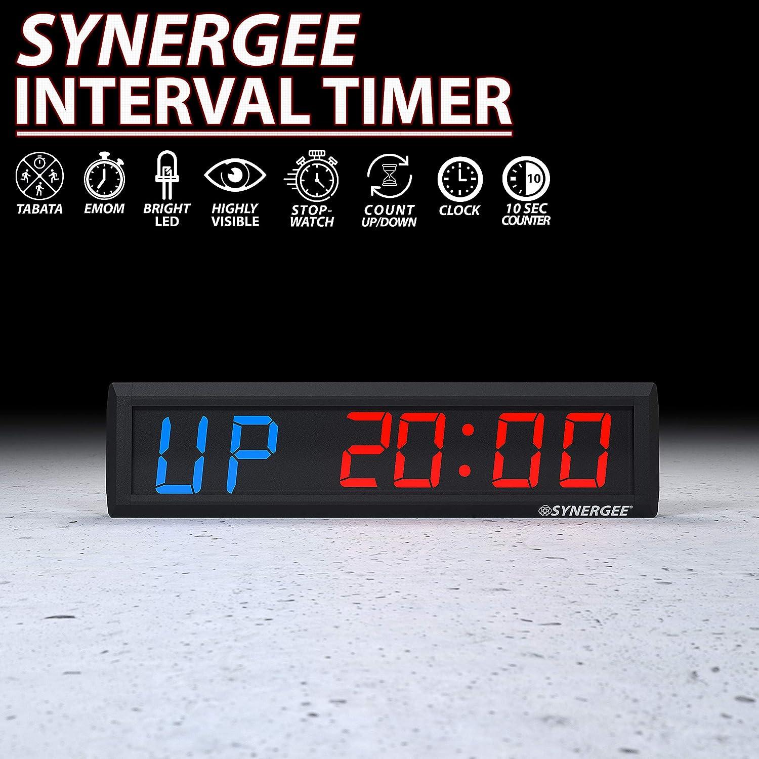 Synergee 16 Premium LED Programmable Interval Wall Timer with Remote - Tabata, EMOTM, Stopwatch ...
