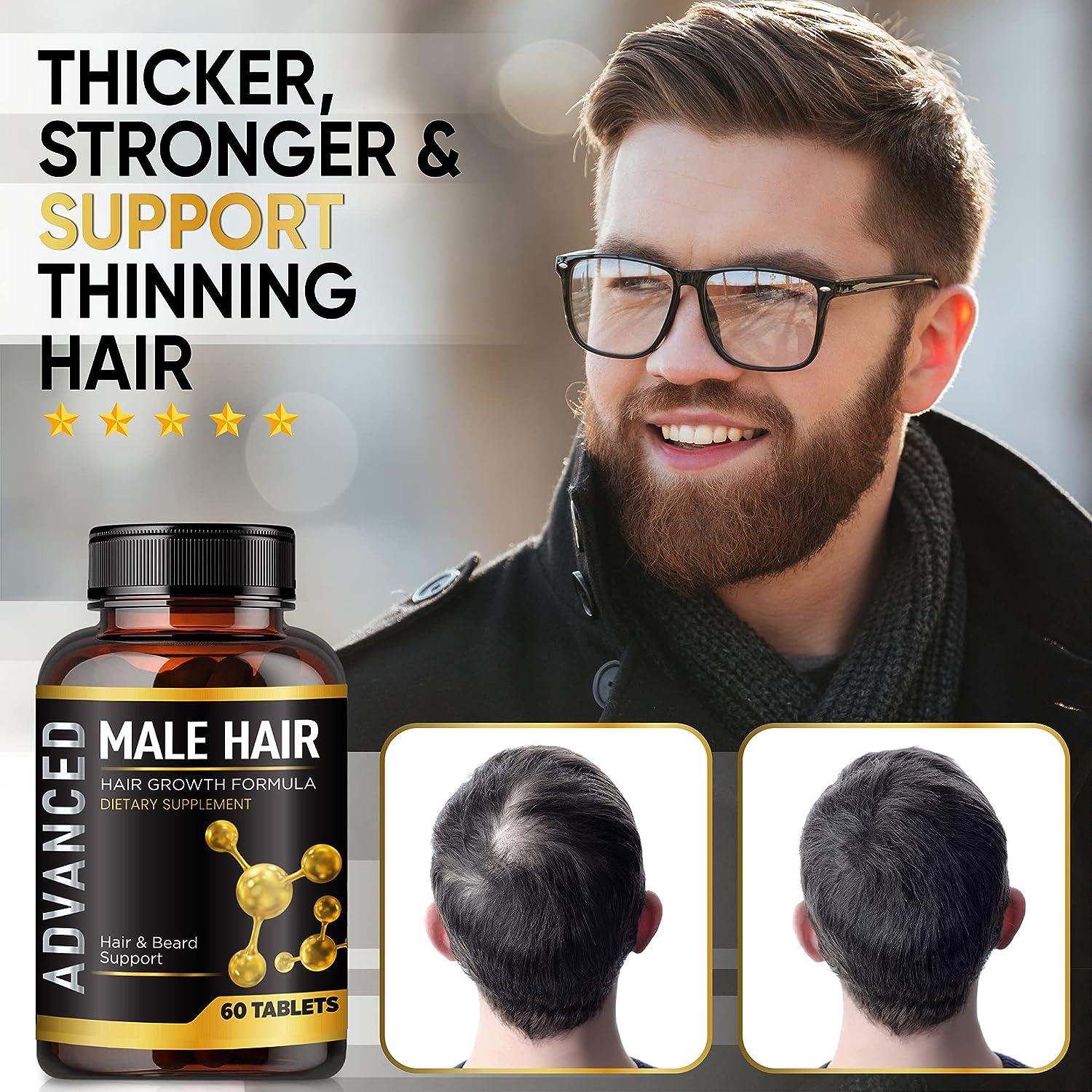 Men's Hair Growth Vitamins - DHT Blocker & Beard Growth Supplement for ...