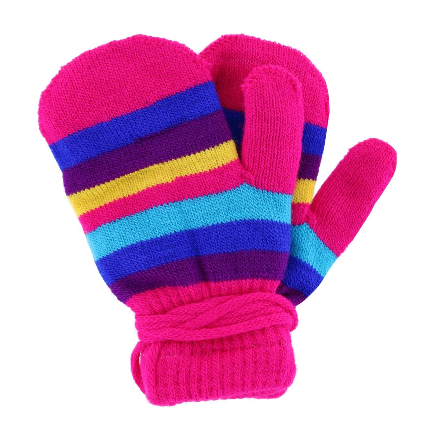 ANGELA & WILLIAM Kids' Knit Striped Mitten with Keeper String - Multi ...