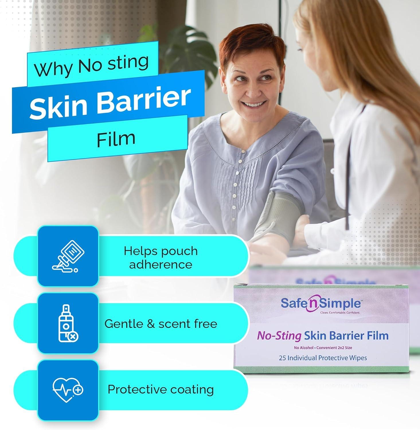 Safe n Simple Skin Barrier Wand - 25 Sterile No Sting Applicators for ...