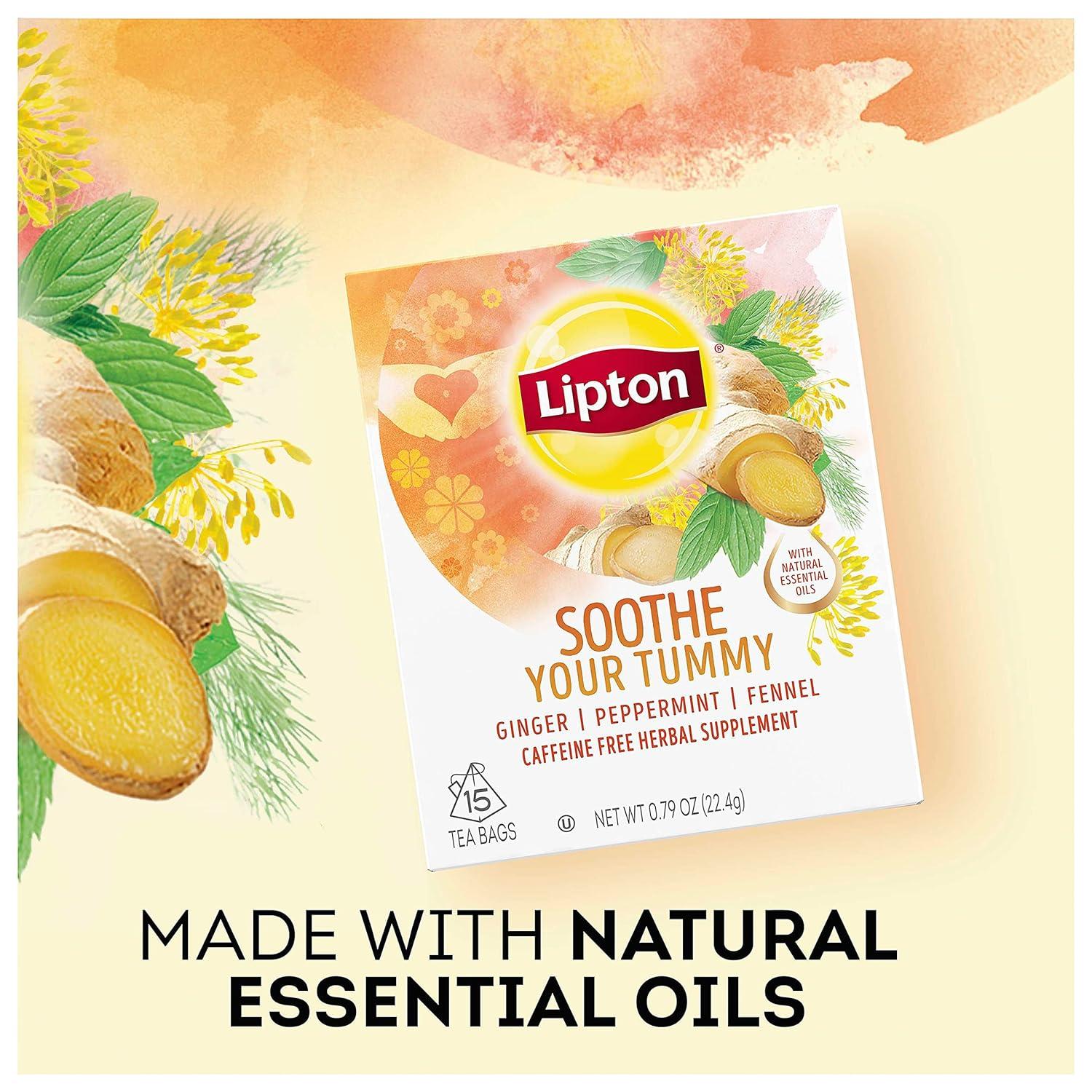 Lipton Soothe Your Tummy Herbal Tea Bags - Ginger Peppermint Fennel ...