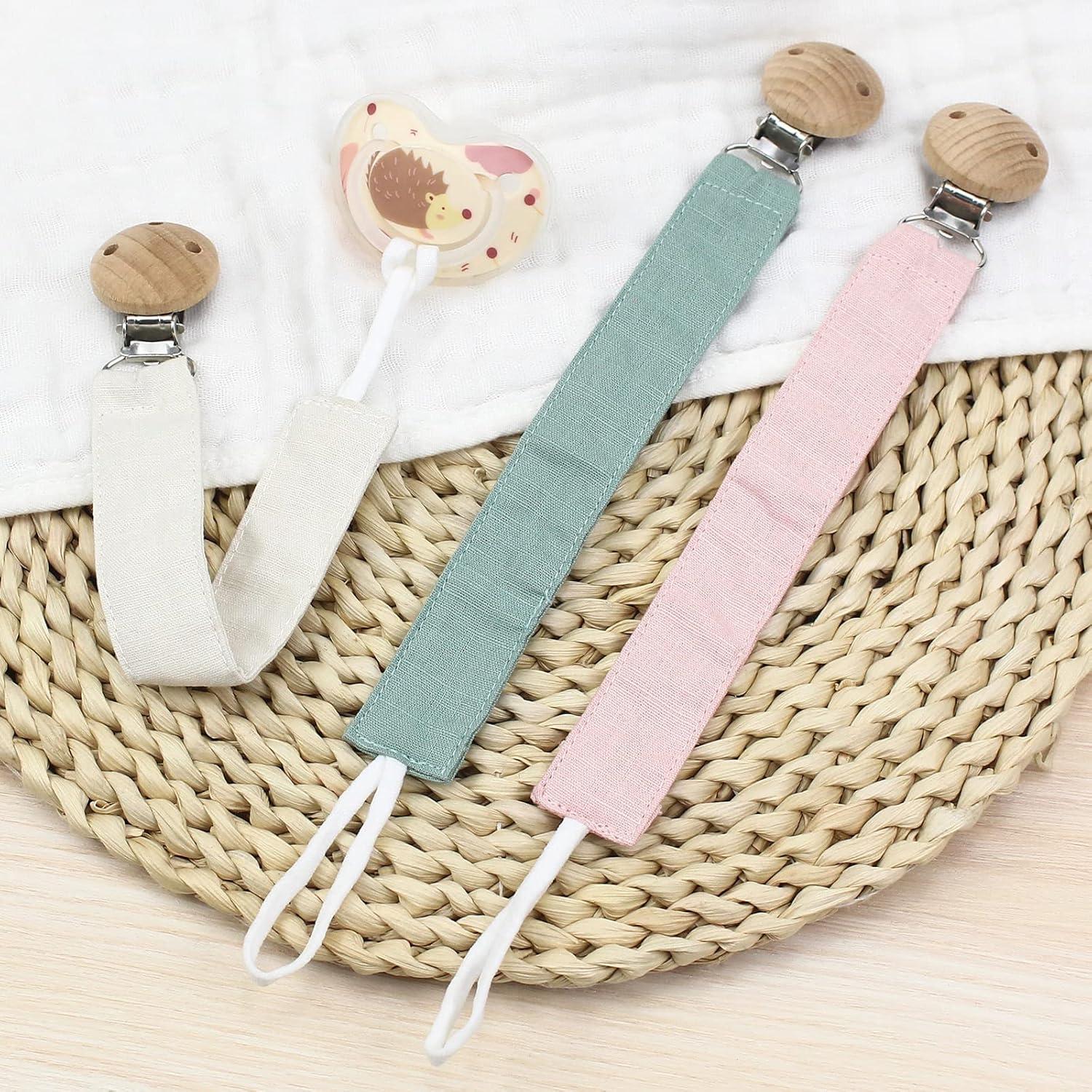 Ruby Pacifier Chain Fabric Set | Cotton Pacifier Band & Chain for Girls ...