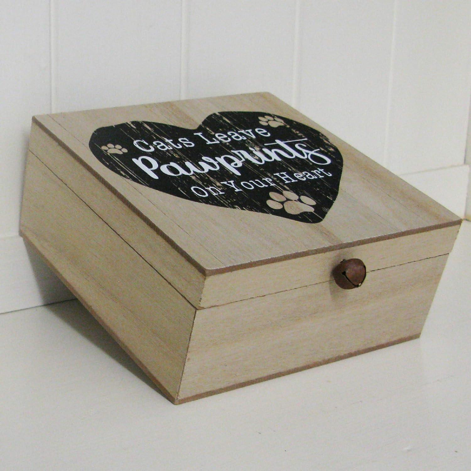 Cat Memory Box Keepsake Cat's Leave Pawprints On Your Heart Ashes Box ...