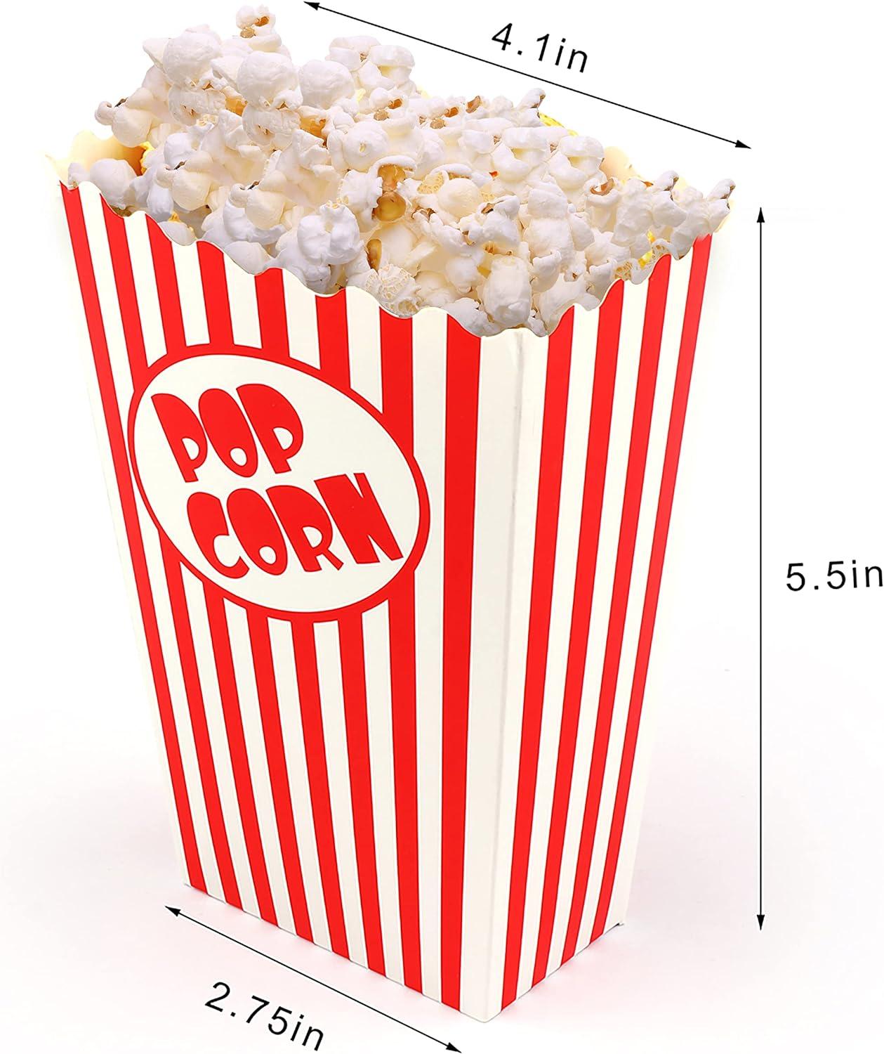 50 Pcs Popcorn Boxes for Party 5.5 Inches Tall Red & White Striped ...