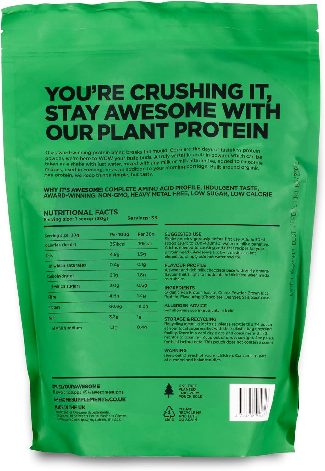 Ben Coomber Chocolate Orange Awesome Protein Powder | 1kg Vegan Organic ...