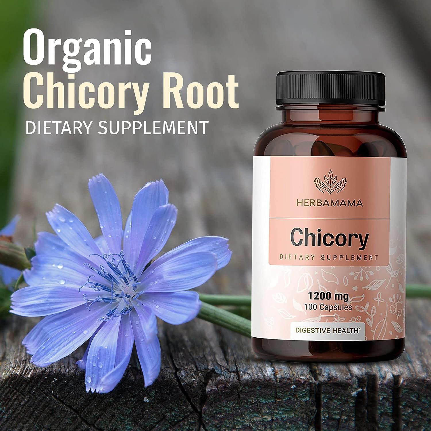 HERBAMAMA Organic Chicory Root Supplement - Digestive & Gut Health ...