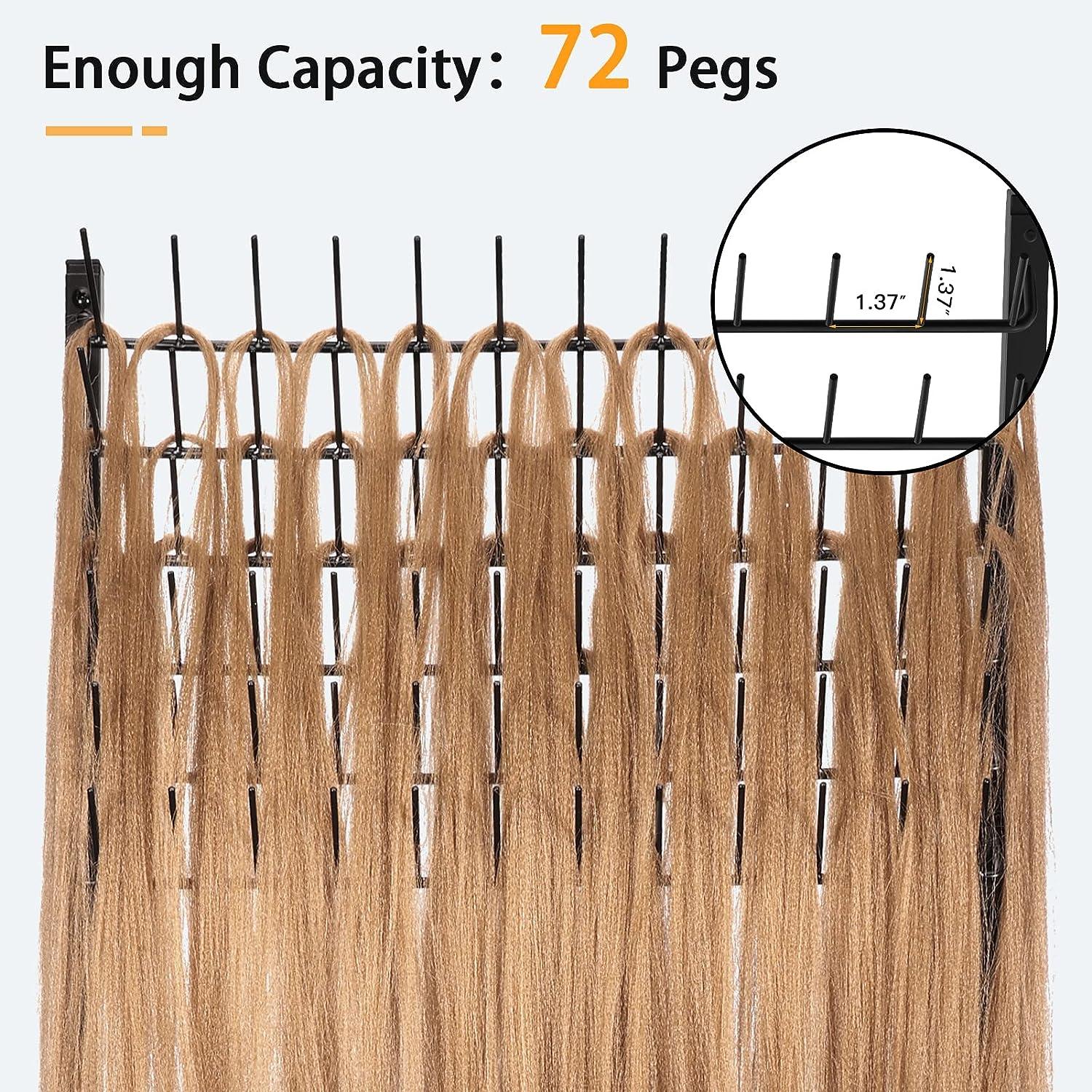 Winartton Metal Braiding Hair Rack with 72 Pegs - Foldable Stand for ...