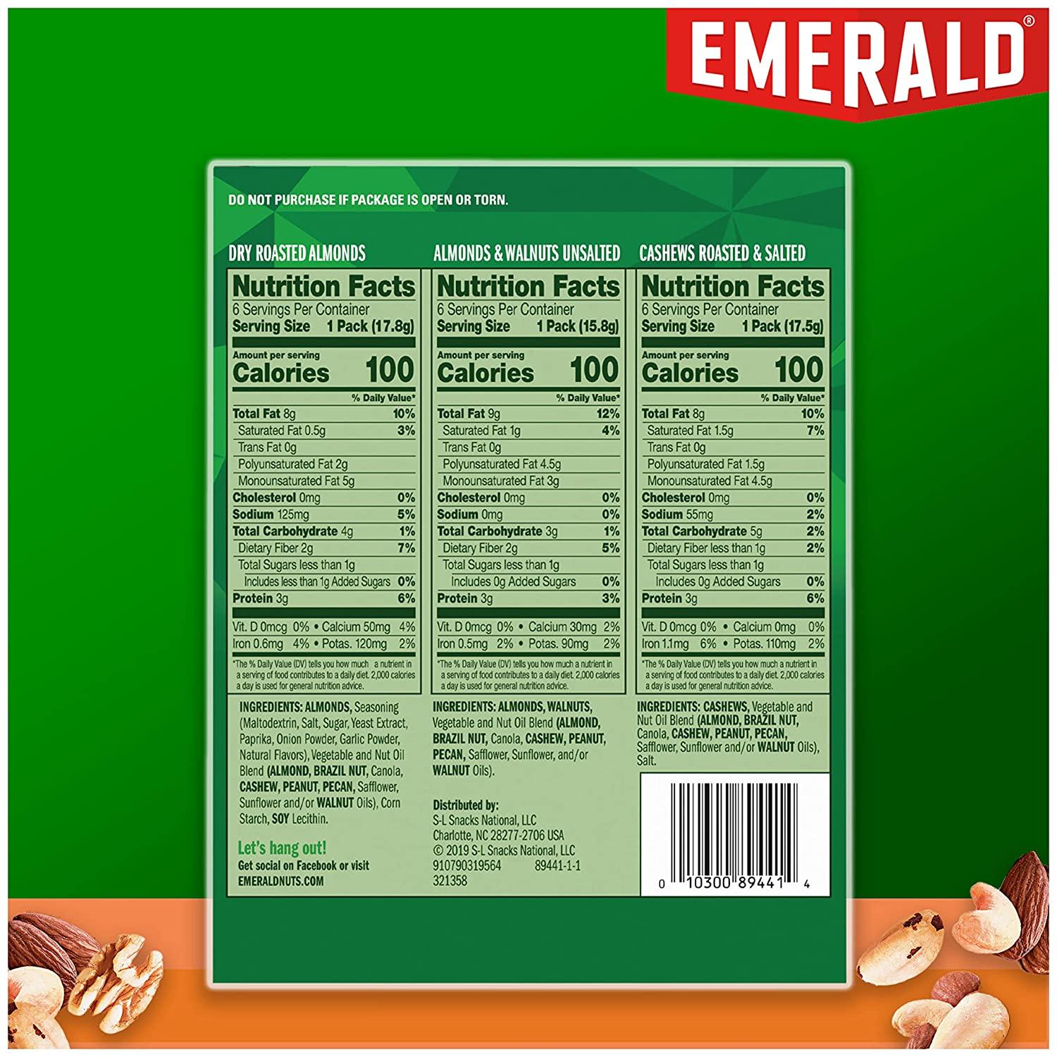 Emerald Nuts 100 Calorie Variety Pack - 18 Count | Healthy Snack Mix ...