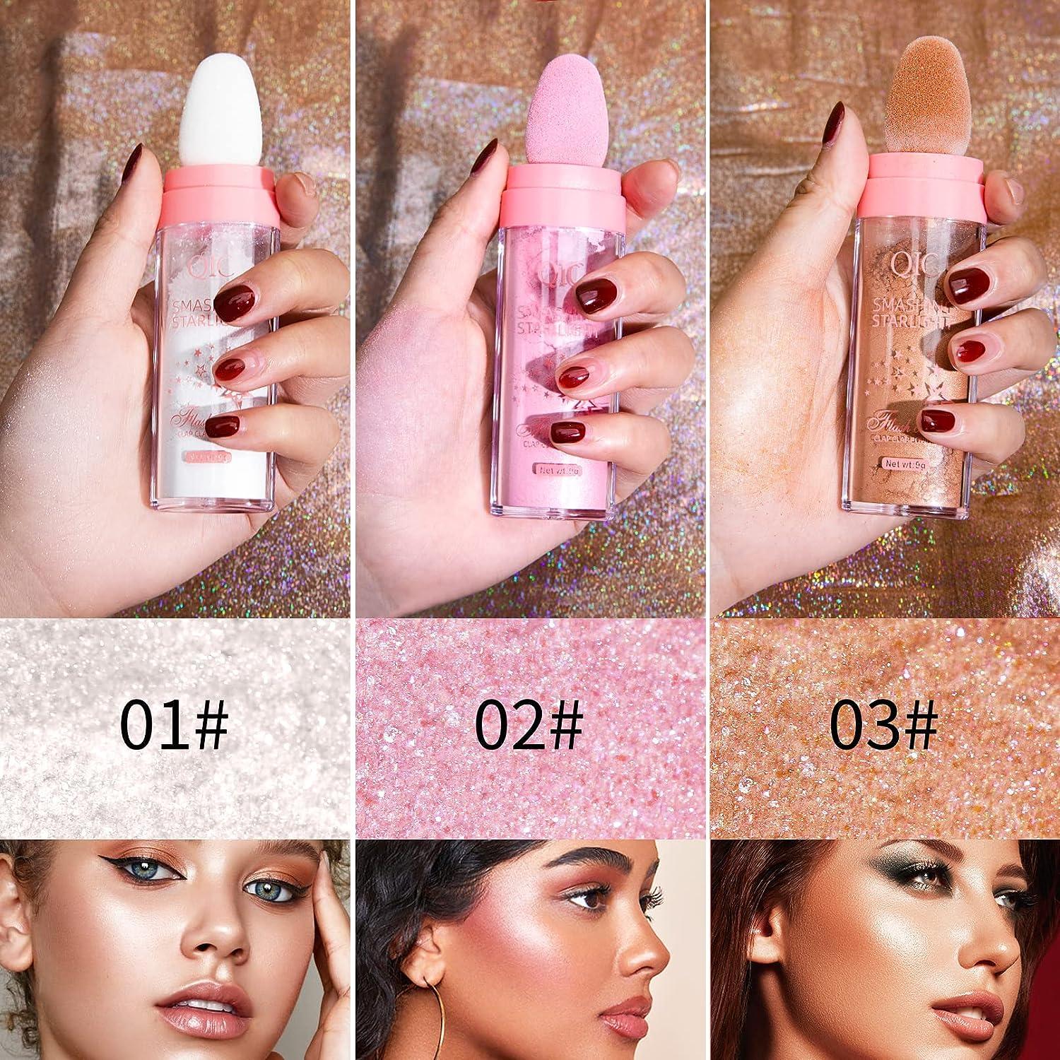 AZLESLOG 3 Colors Polvo De Hadas Highlighter Powder Stick Set Fairy ...