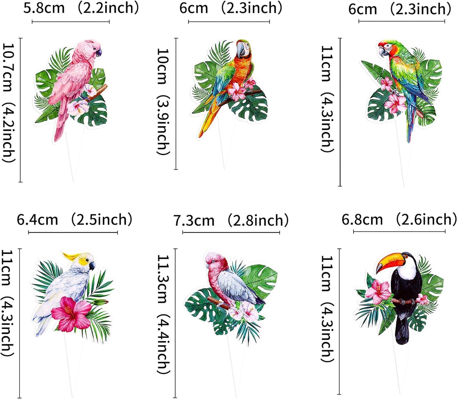 Blumomon 24-Piece Birds & Animals Cupcake Toppers - Parrot Picks & Cake ...