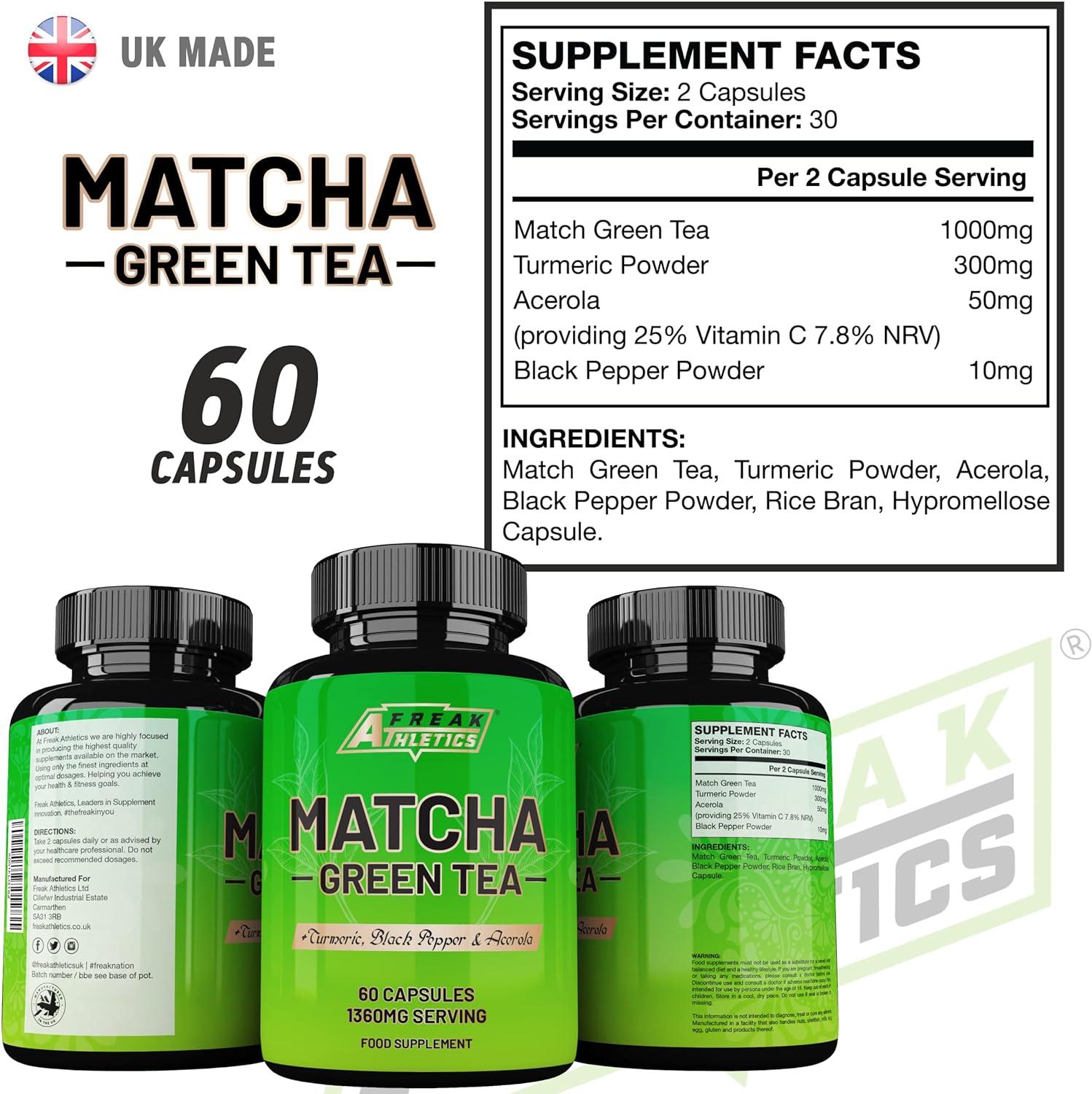 Matcha Green Tea Capsules with Turmeric, Acerola Cherry & Black Pepper - 60 Tablets | Buy Now ...