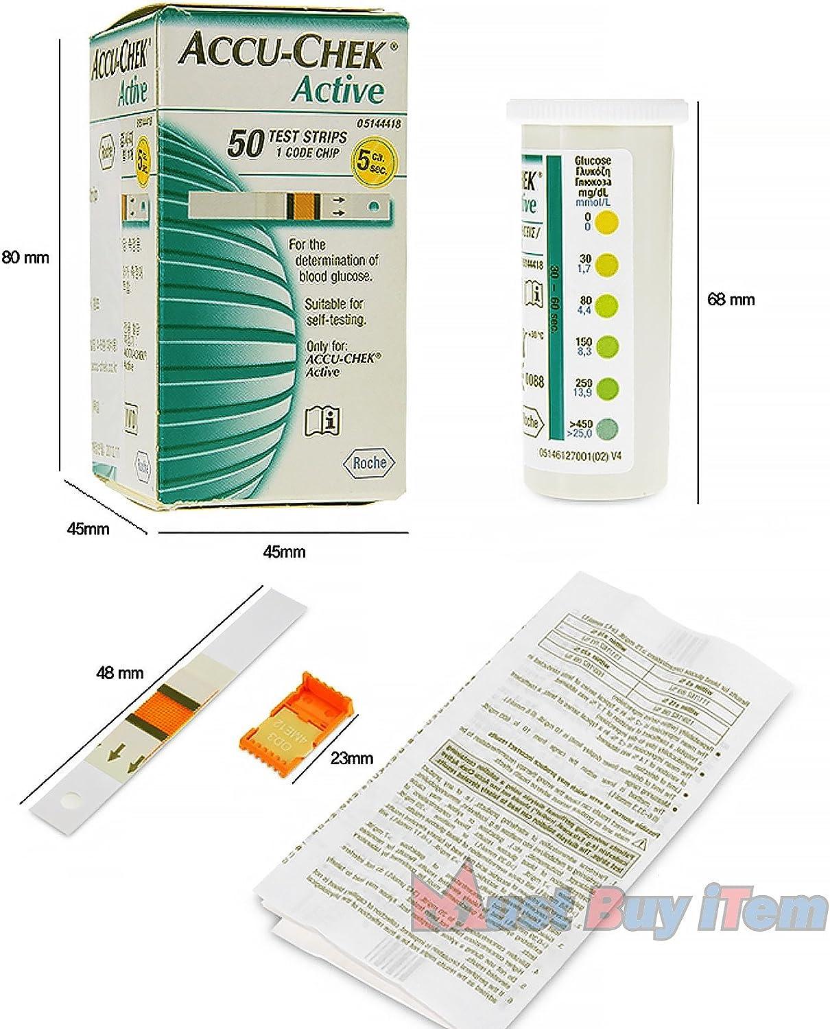 Roche Accu-Chek Active Blood Glucose Meter + 50 Test Strips | 1 Box ...