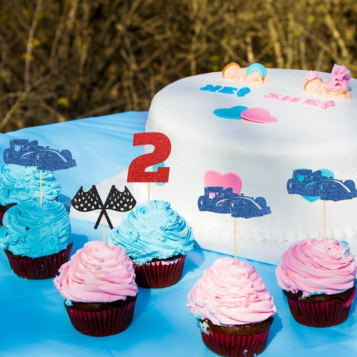 Maicaiffe Two Fast Cupcake Toppers Race Car Birthday Cupcake Toppers ...