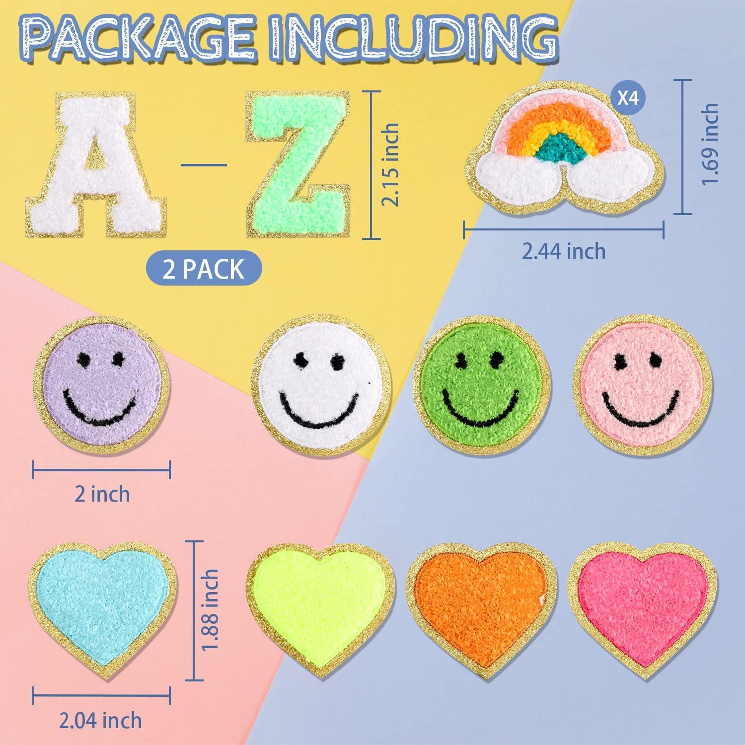 64PCS Adhesive Chenille Letter Patches - 2 Packs A-Z Varsity Alphabet ...
