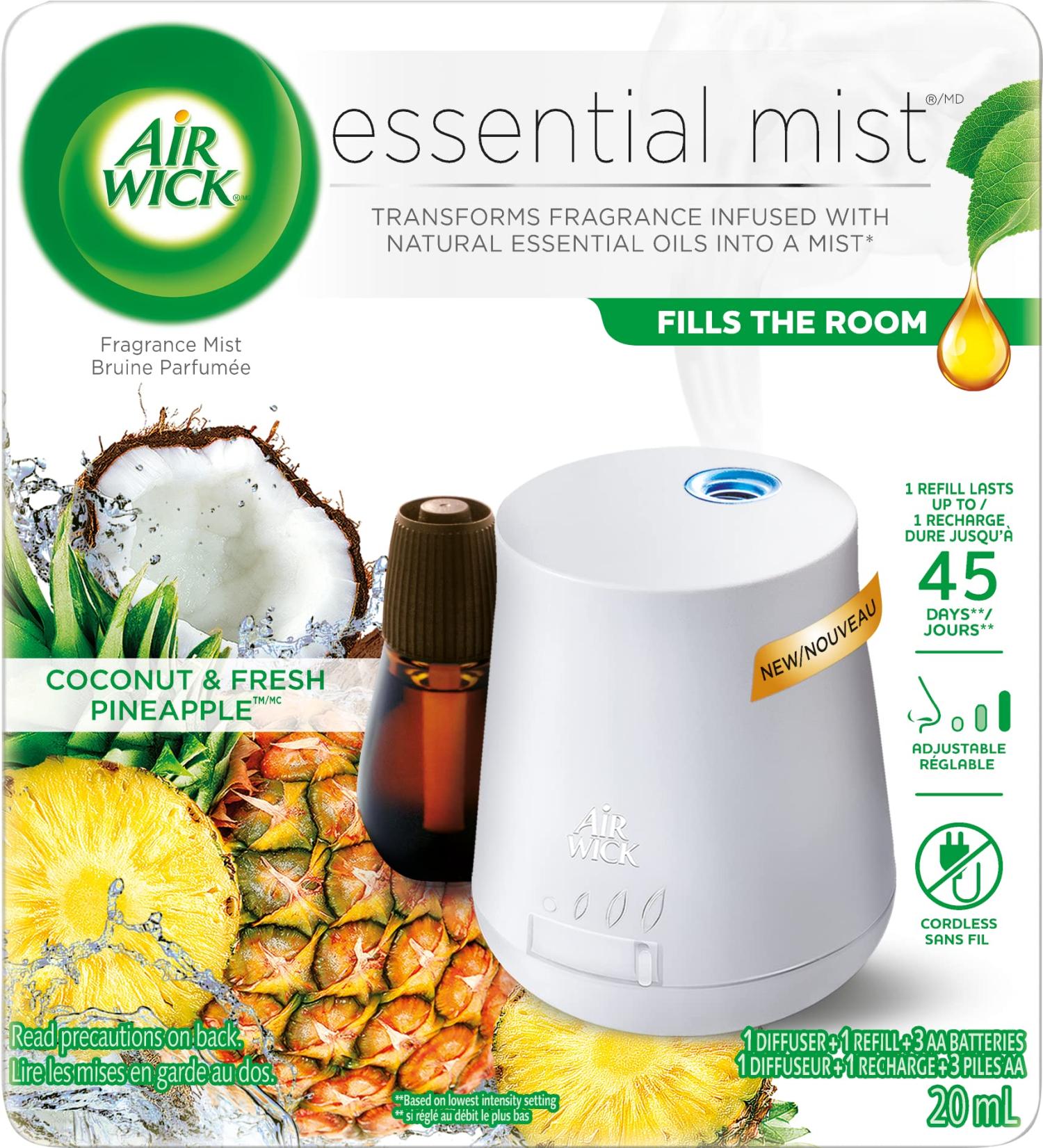 Airwick Essential Mist Fragrance Oil Diffuser Kit Coconut & Fresh ...