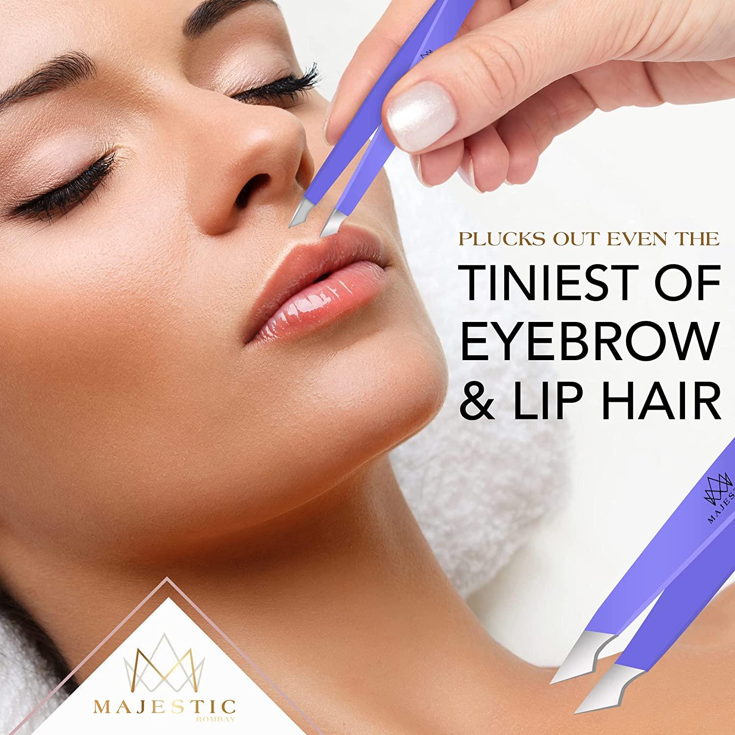 Majestic Bombay Fine Point Slant Tweezers Set - Precision Pluckers for ...