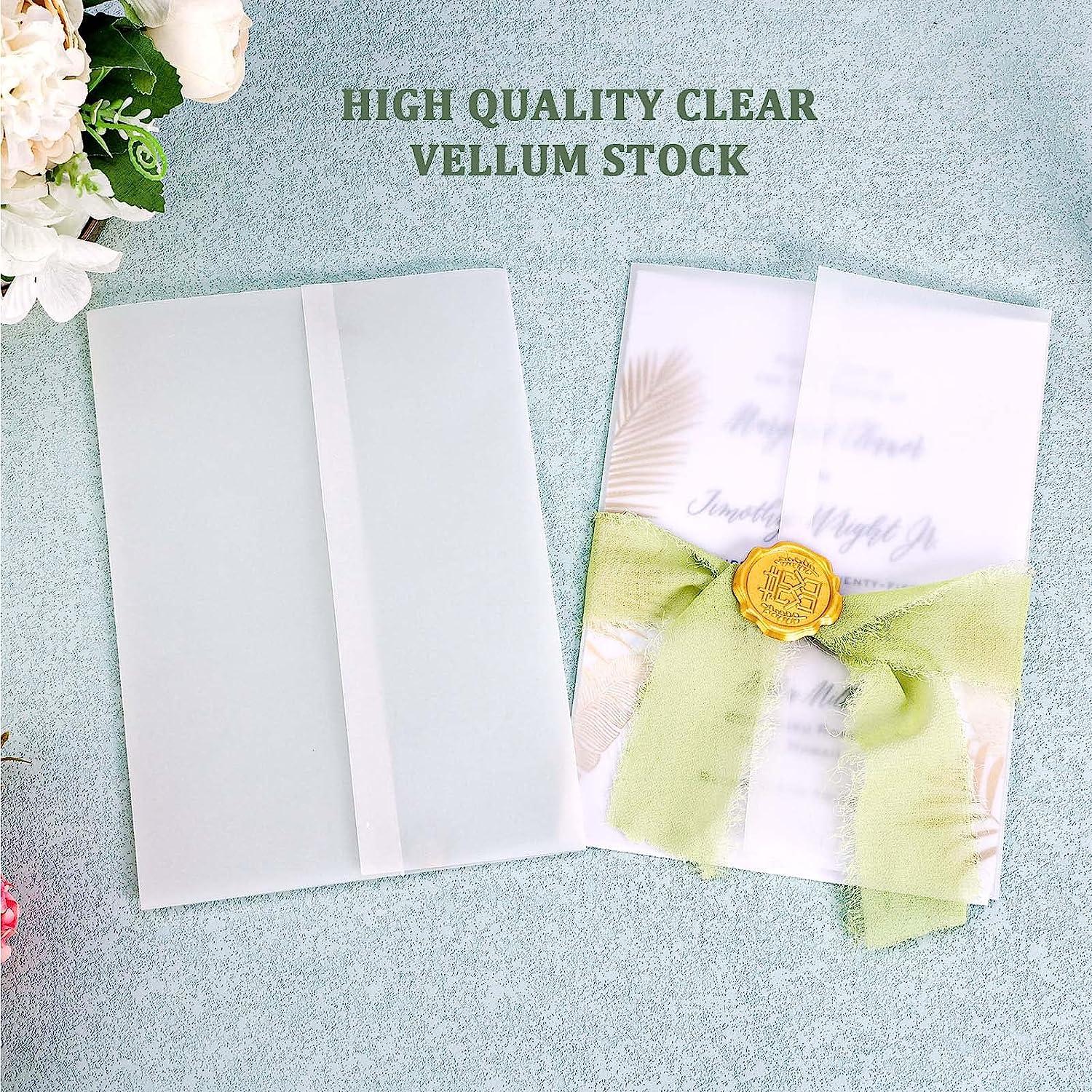 120 Pack Pre-Folded Vellum Jackets for 5x7 Invitations - Transparent ...