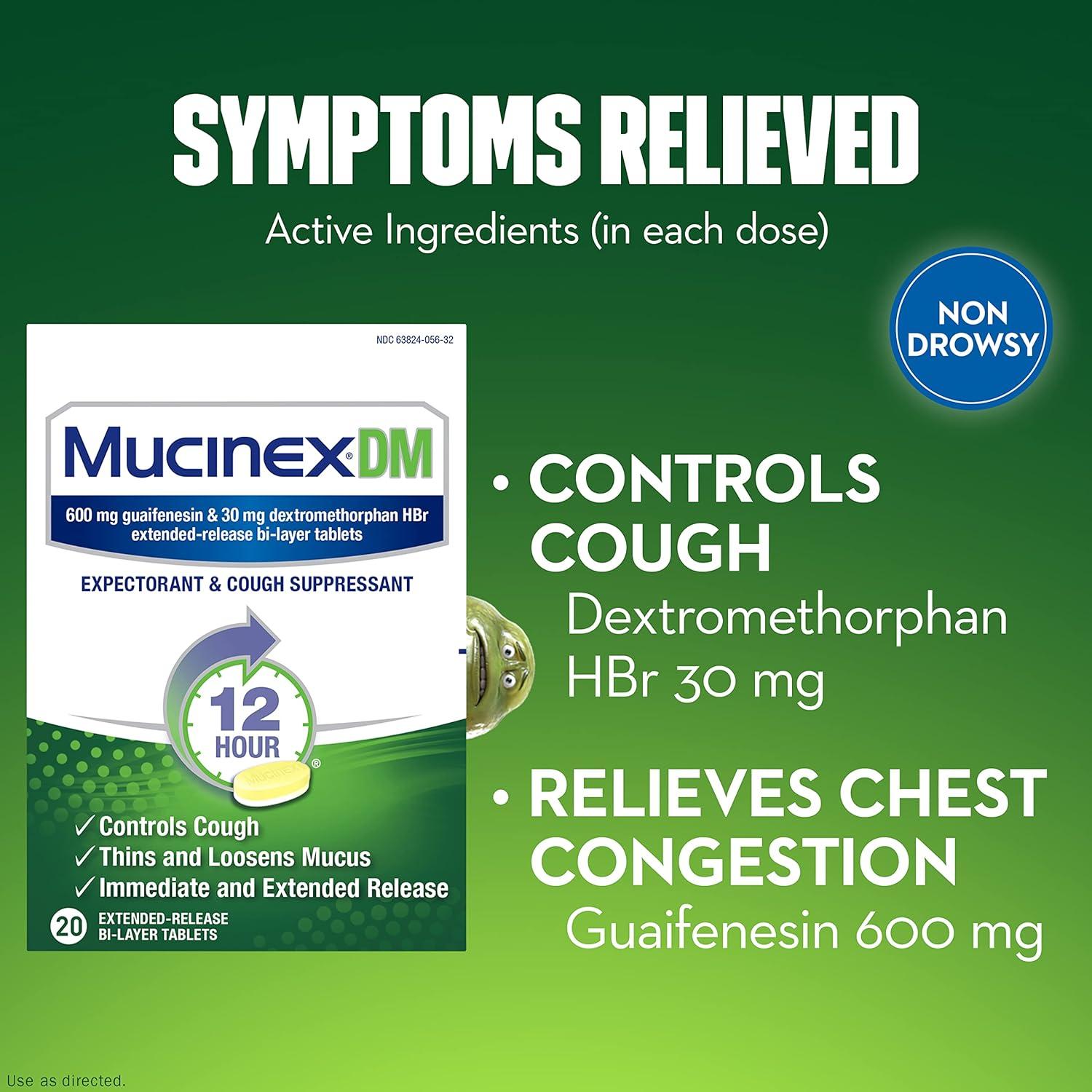Mucinex DM 12-Hour Expectorant & Cough Suppressant Tablets - 20 Count ...