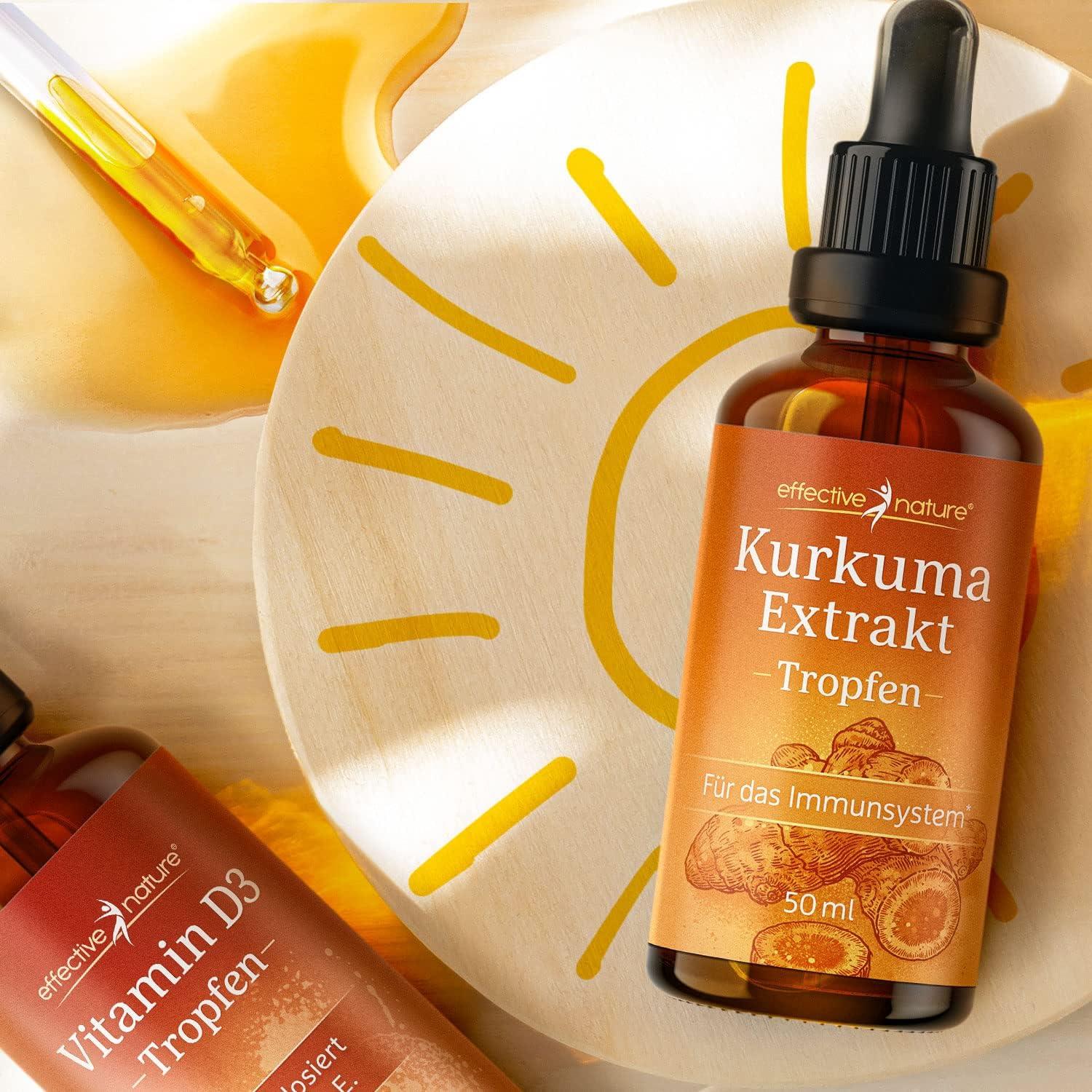 Turmeric Extract 50ml - Vegan Supplement with Vitamin D3 No Additives ...