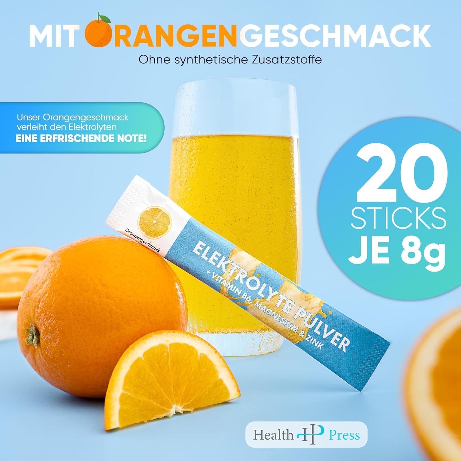 Health Press Electrolyte Powder - Orange Flavor (20 Sticks 8g ...