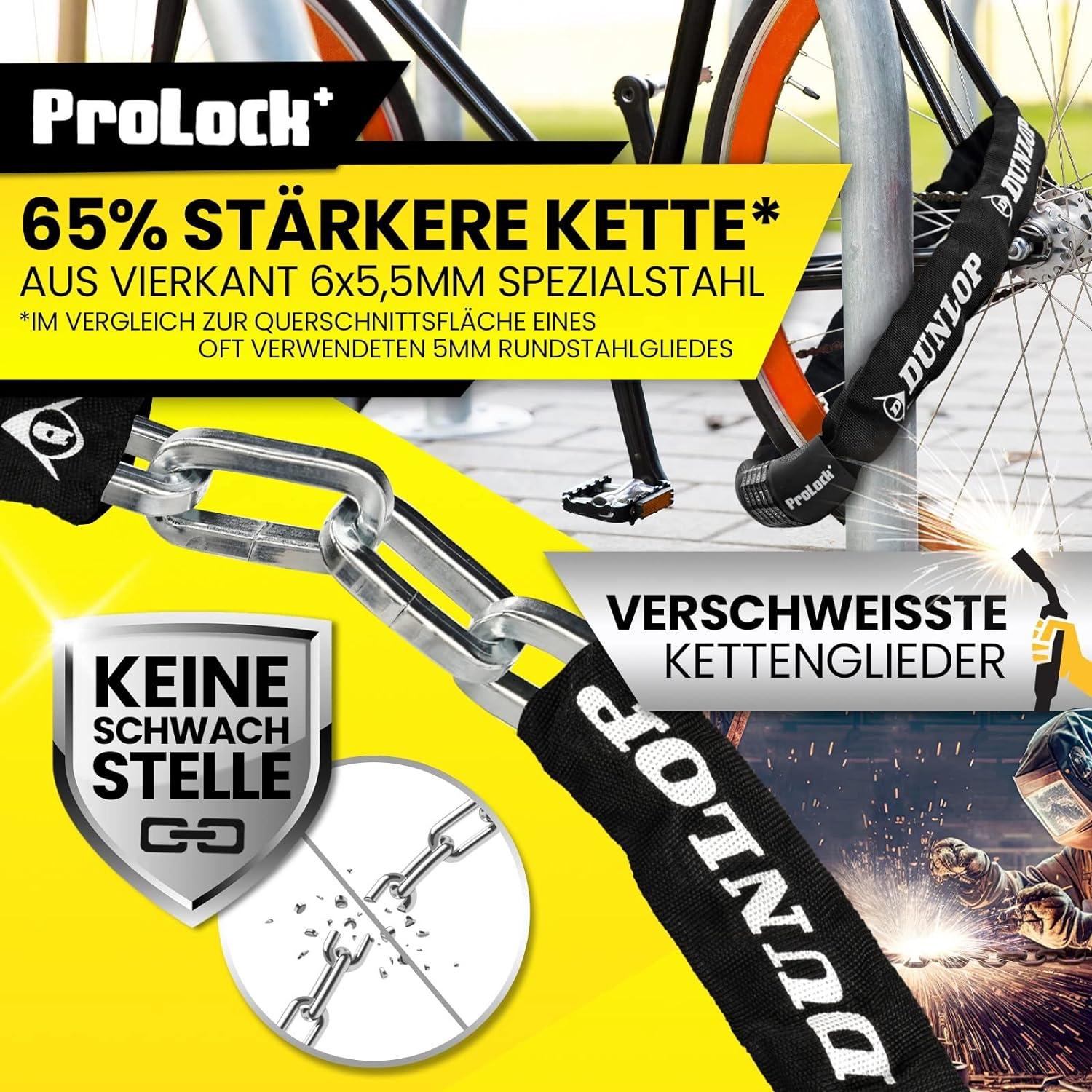 Dunlop Bicycle Lock Numbers Castle - High Safety Level 8 100 cm Chain ...