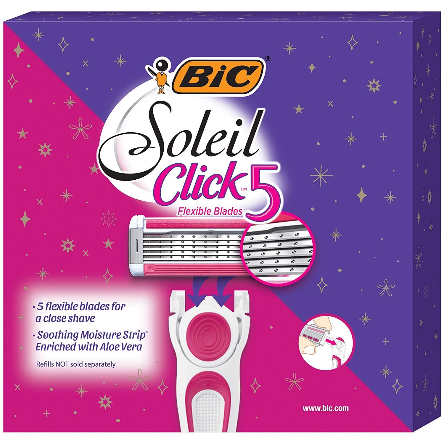 BIC Soleil Click 5 Women's 5-Blade Razor Gift Set - 2 Handles, 12 ...