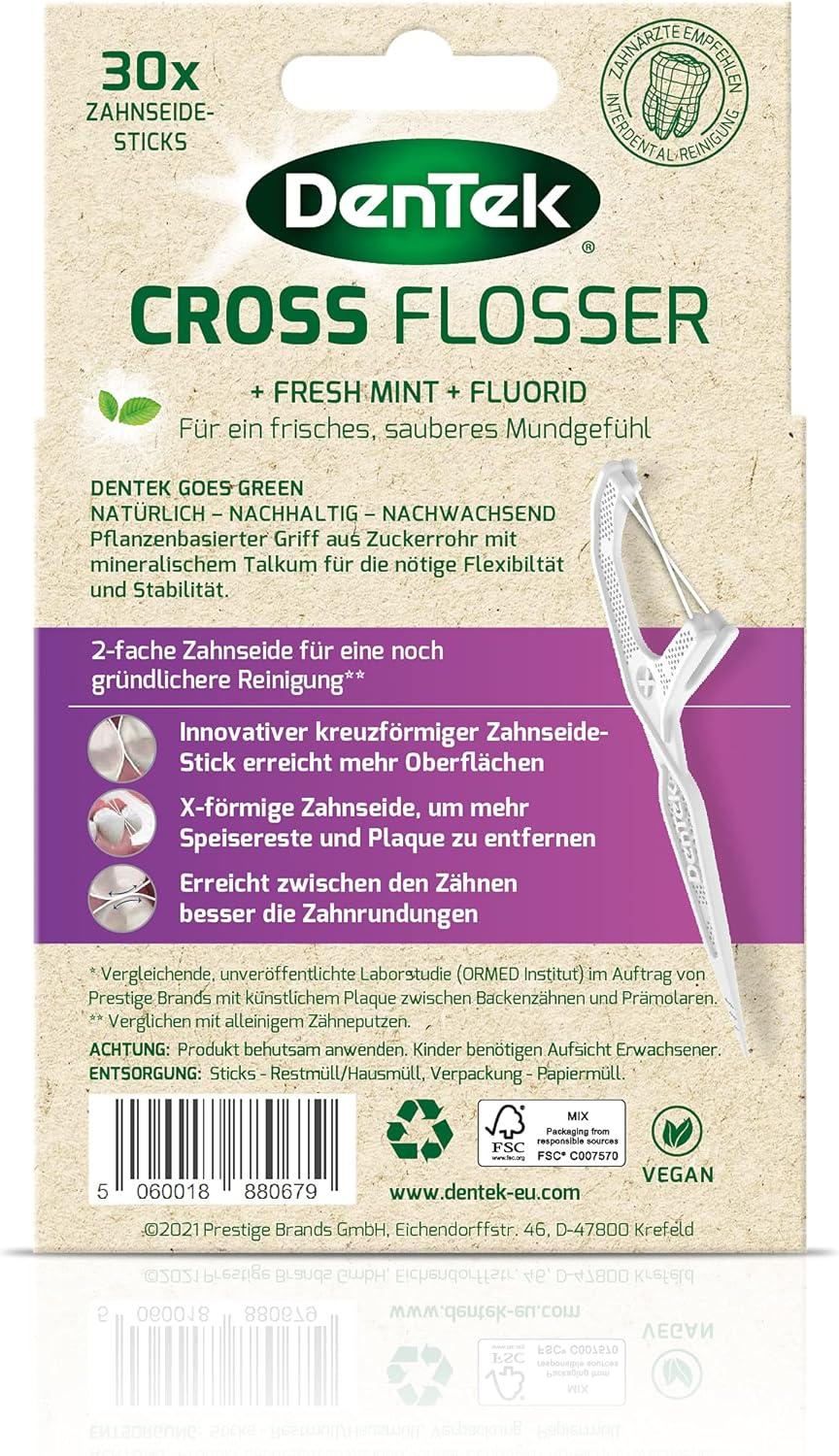 Dentek Cross Flosser - Plant-Based Tooth Flap Sticks for Interdental ...