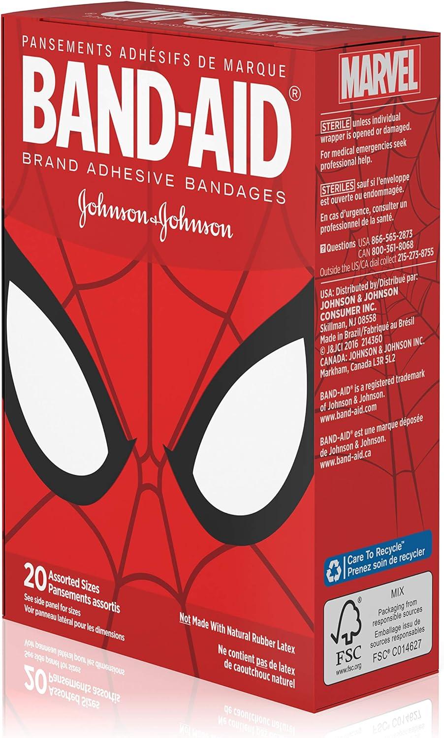 Band-Aid Marvel Spiderman Adhesive Bandages for Kids - 40 Assorted ...