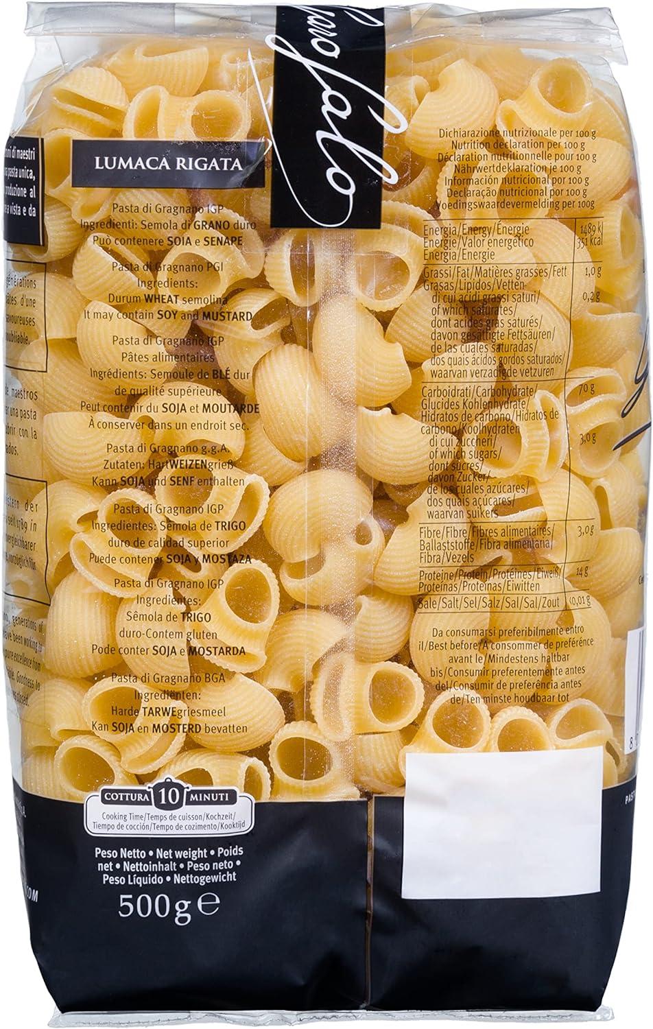 Garofalo Lumaca Rigata Dry Pasta 500g - Premium Italian Pasta at its ...